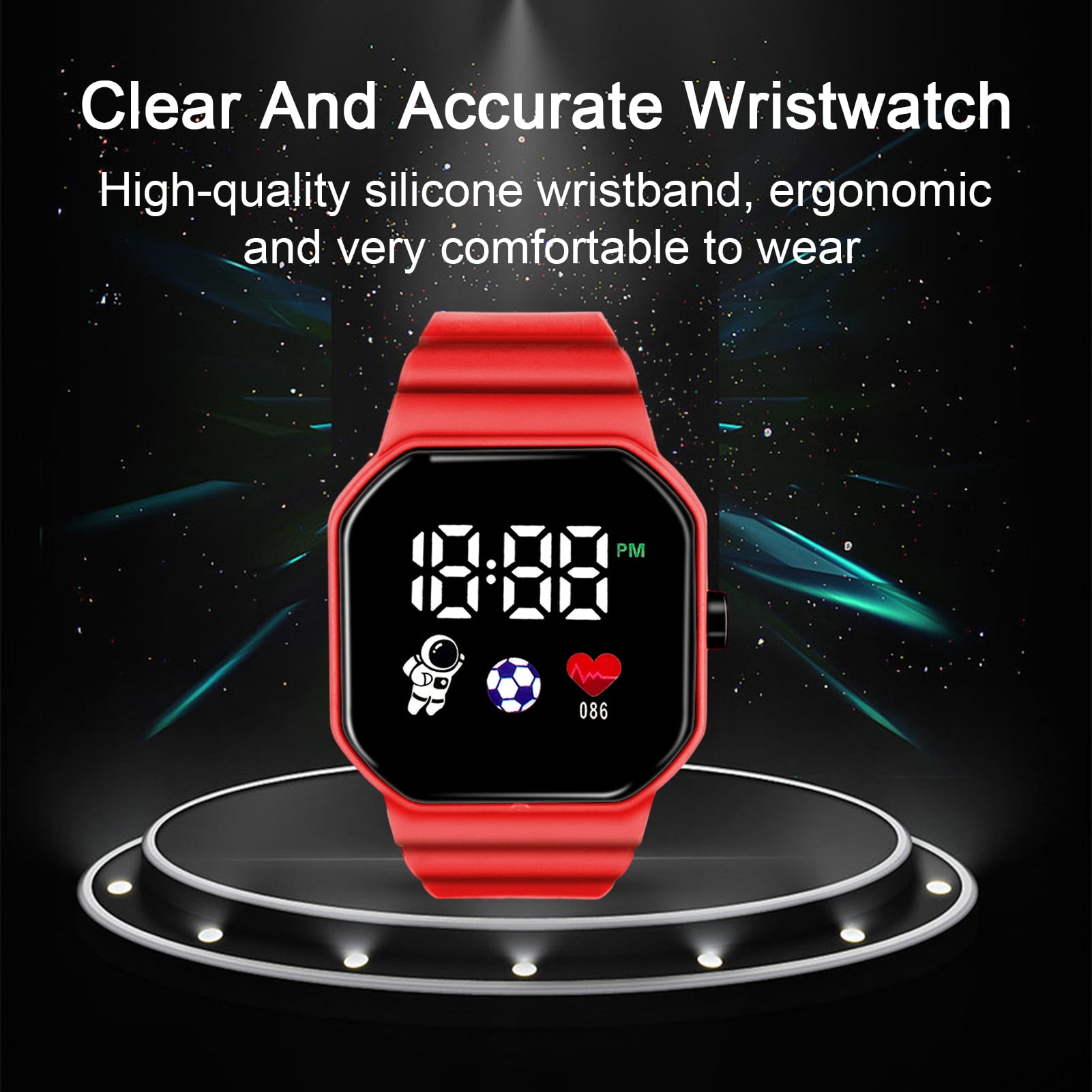 Xinyolin Student LED Watch Square Dial Legible High Accuracy Button ...