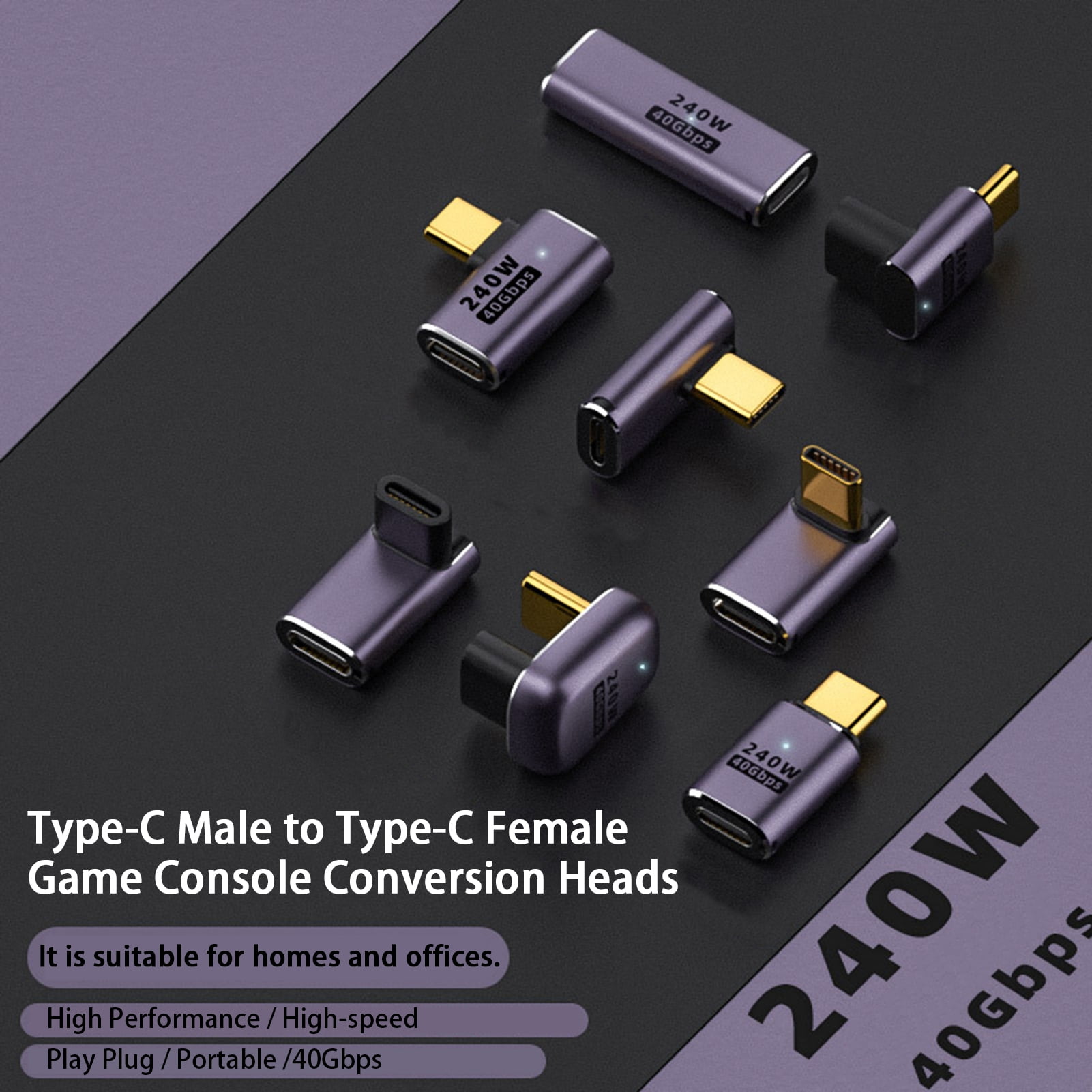 Xinyolin Type-C Adapter 40Gbps High-speed 240W Type-C Male to Type-C ...