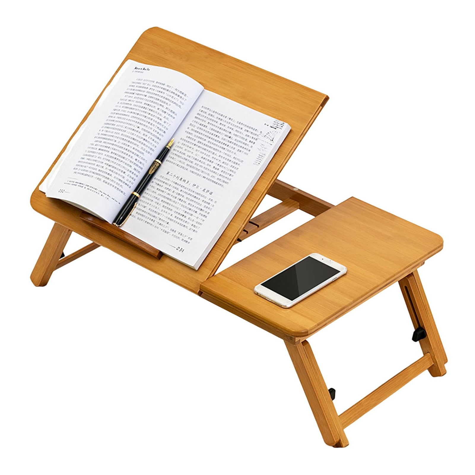 Xioeram Folding Table Over-bed Table with 4 Tilt Angles Smooth Edge ...