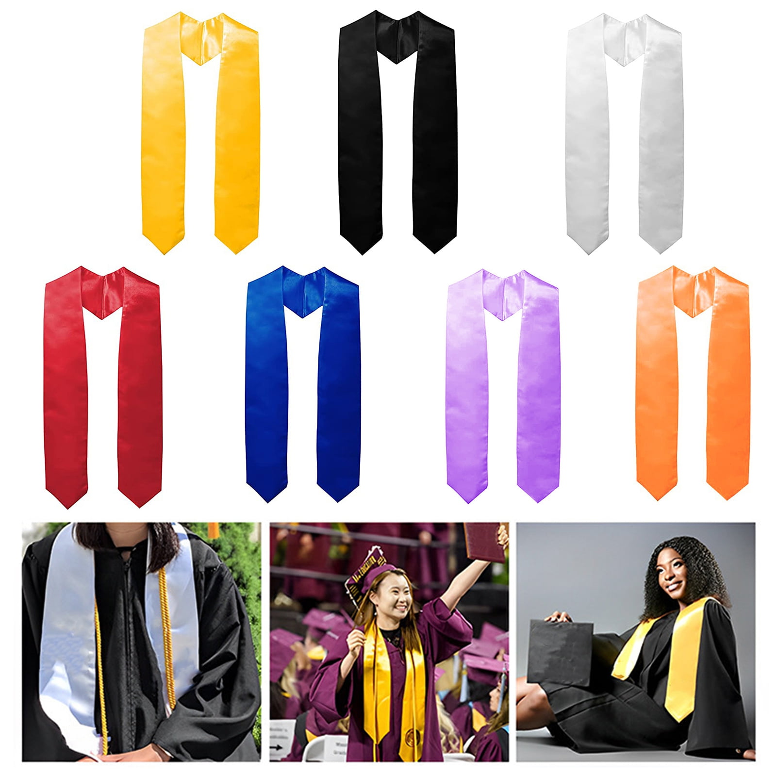 Xioeram Graduation Ribbon Student 150cm Long Satin Strap Solid Color ...