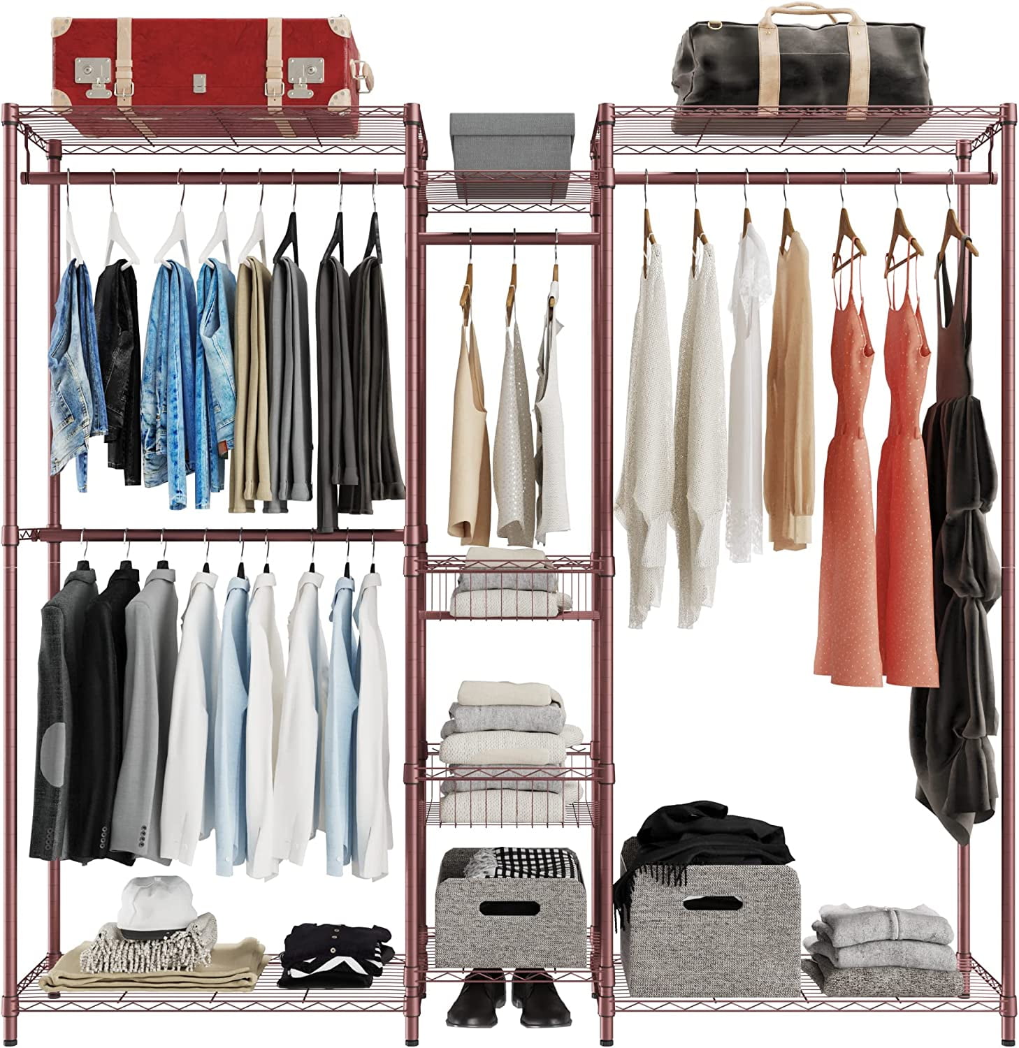 Xiofio 6 Tiers Heavy Duty Clothes Rack, Metal Clothing Rack,Clothing ...