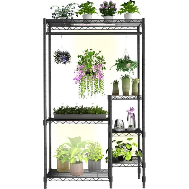 Xiofio Plant Stand with Indoor Grow Lights,Lighting Timed Function,6 ...