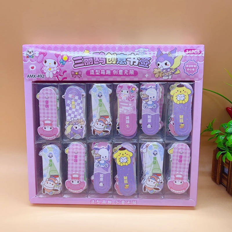 XiongPing 36pcs Anime Sanrio Kuromi Melody Paper Bookmarks Cute Student ...