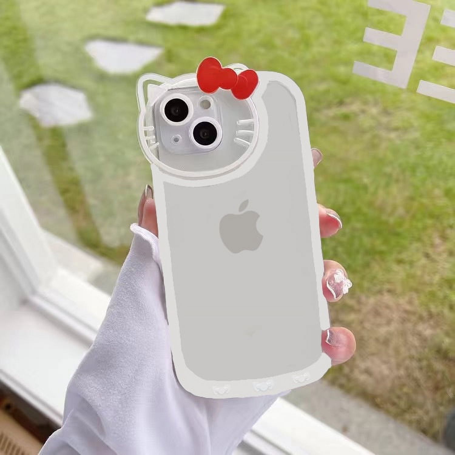 XiongPing Sanrio Hello Kitty Kawaii KT Head Phone Case For iPhone 15 14 13 Pro Max 11 12 13 Pro ...