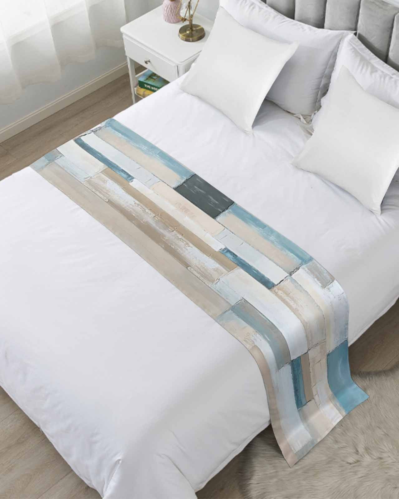 Xipuska Abstract Blue Brown Bed Runners for Twin Size Bed, Decorative ...