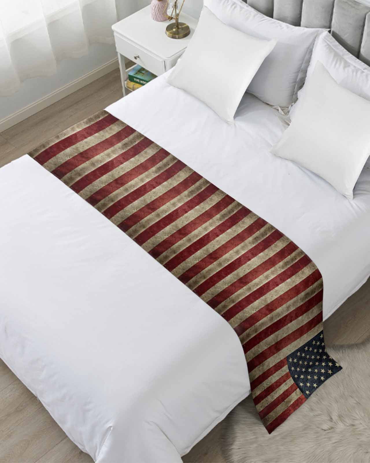 Xipuska American Flag Bed Runners for Twin Size Bed, Decorative Bed ...