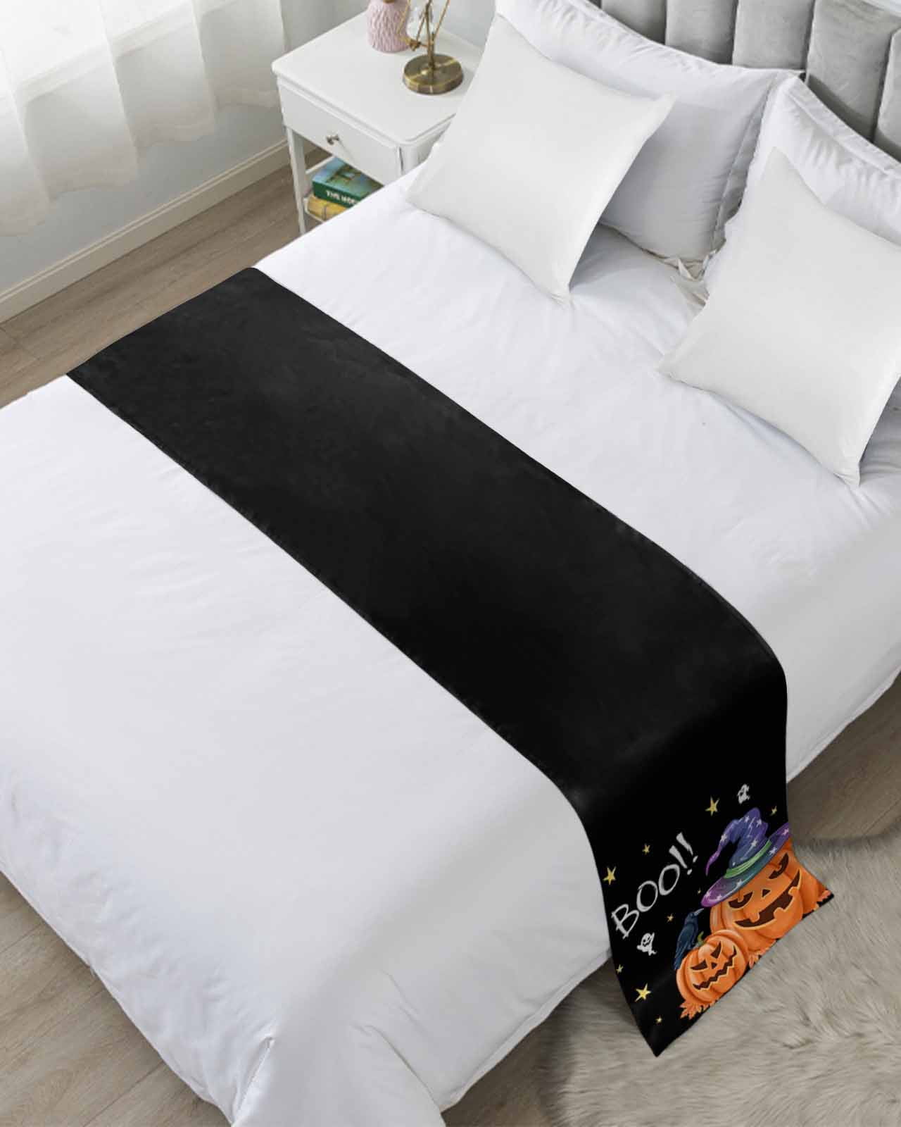 Xipuska BOO Halloween Bed Runners for Cal King Size Bed, Decorative Bed ...
