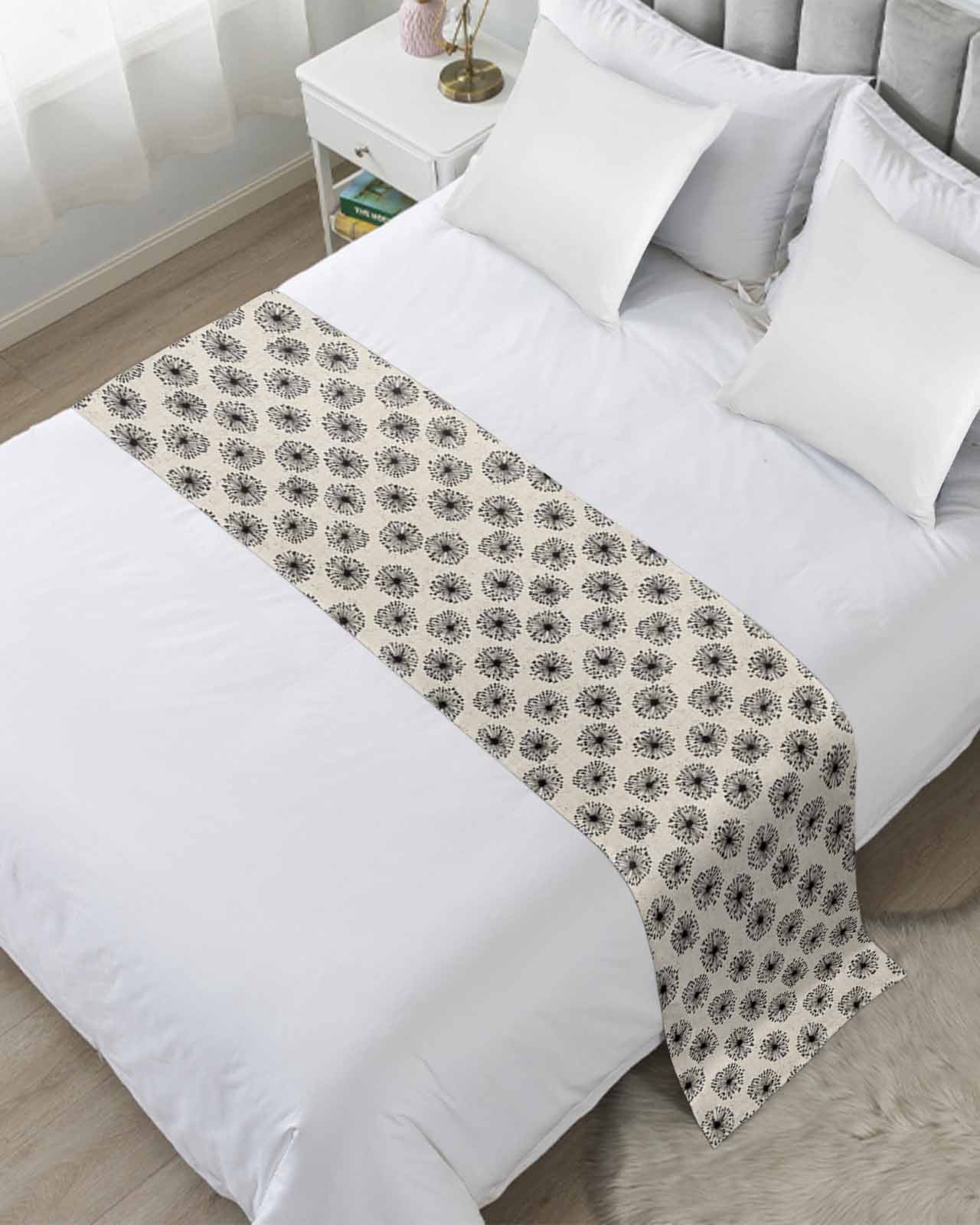 Xipuska Black Beige Dandelion Bed Runners for Queen Size Bed ...