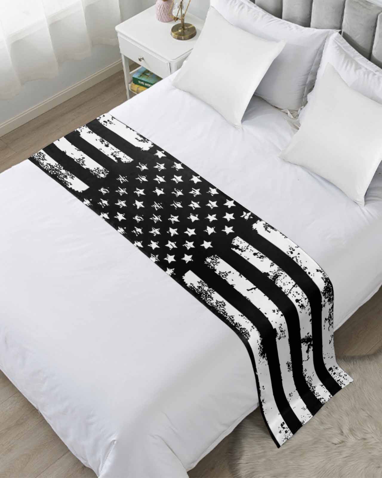 Xipuska Black White Bed Runners for Cal King Size Bed, Decorative Bed ...