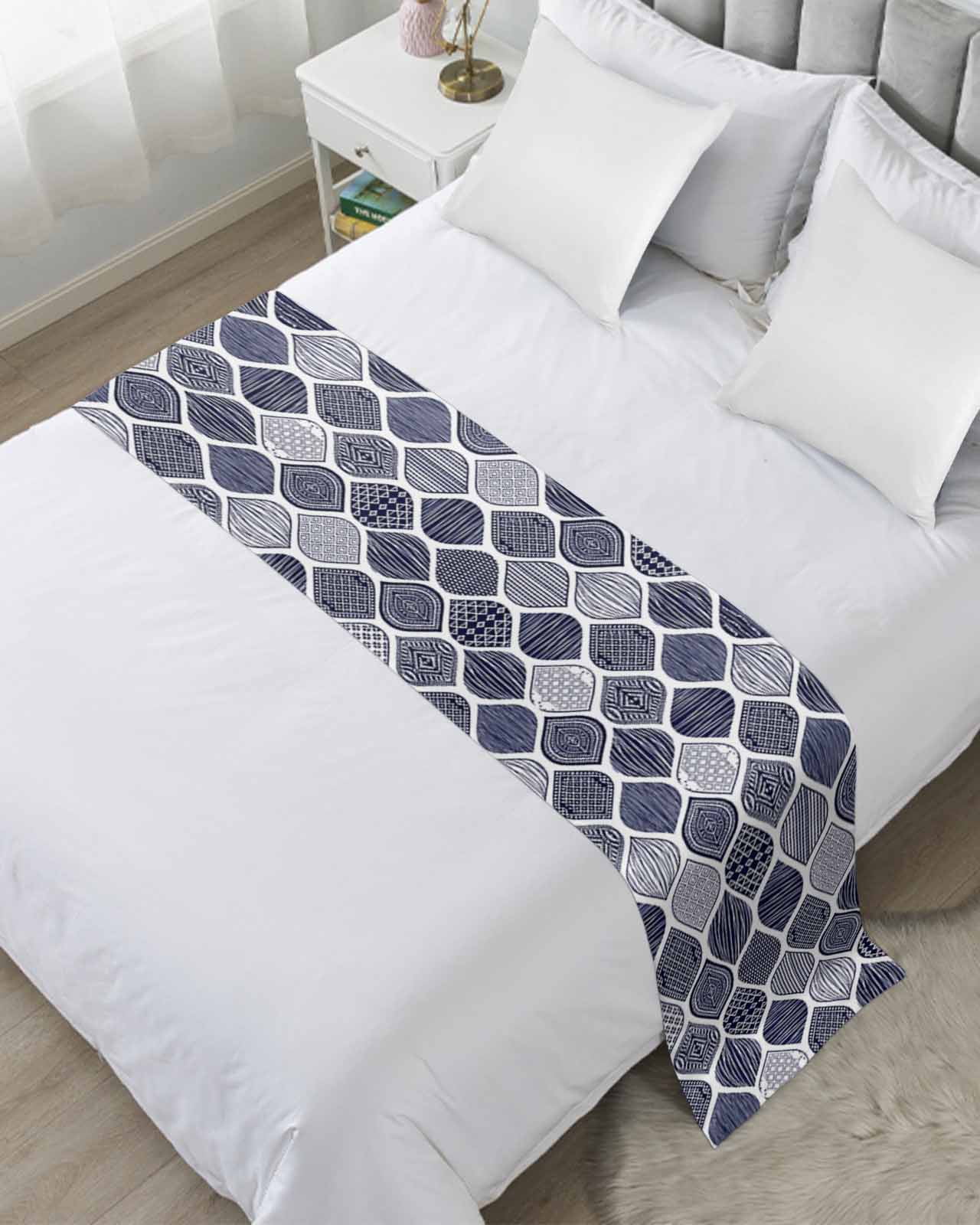 Xipuska Blue Boho Bed Runners for King Size Bed, Decorative Bed Throws ...