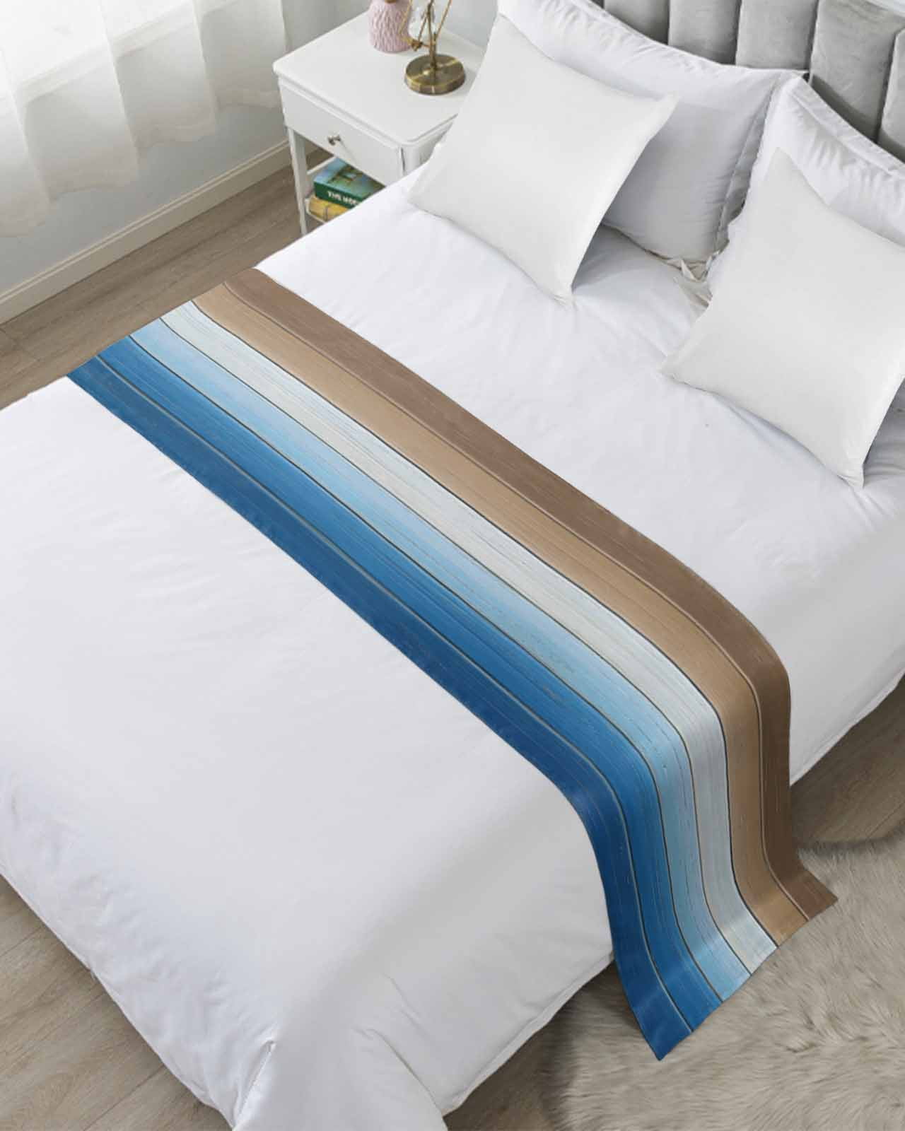 Xipuska Blue Brown Bed Runners for King Size Bed, Decorative Bed Throws ...