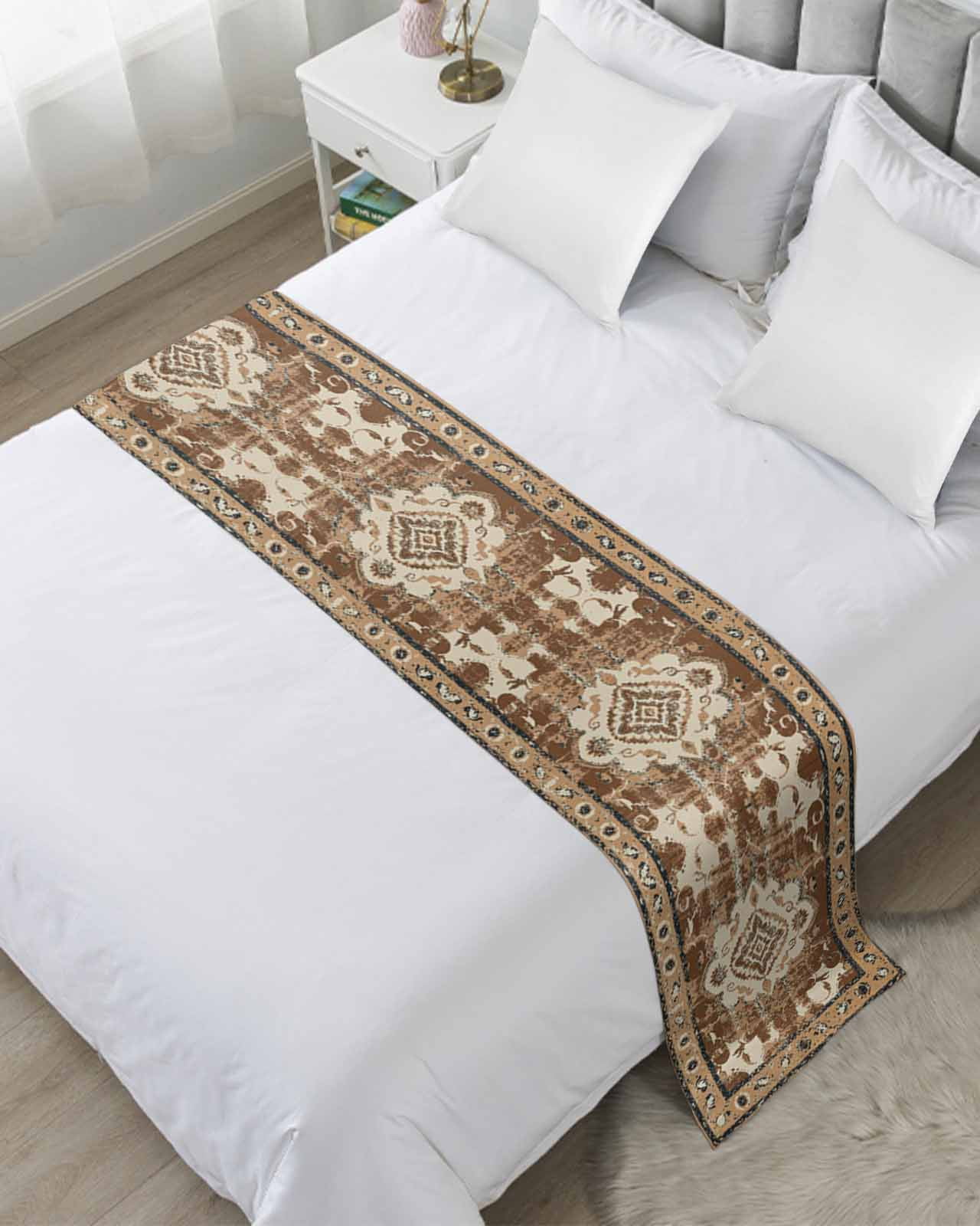 Xipuska Brown Boho Bed Runners for Queen Size Bed, Decorative Bed ...