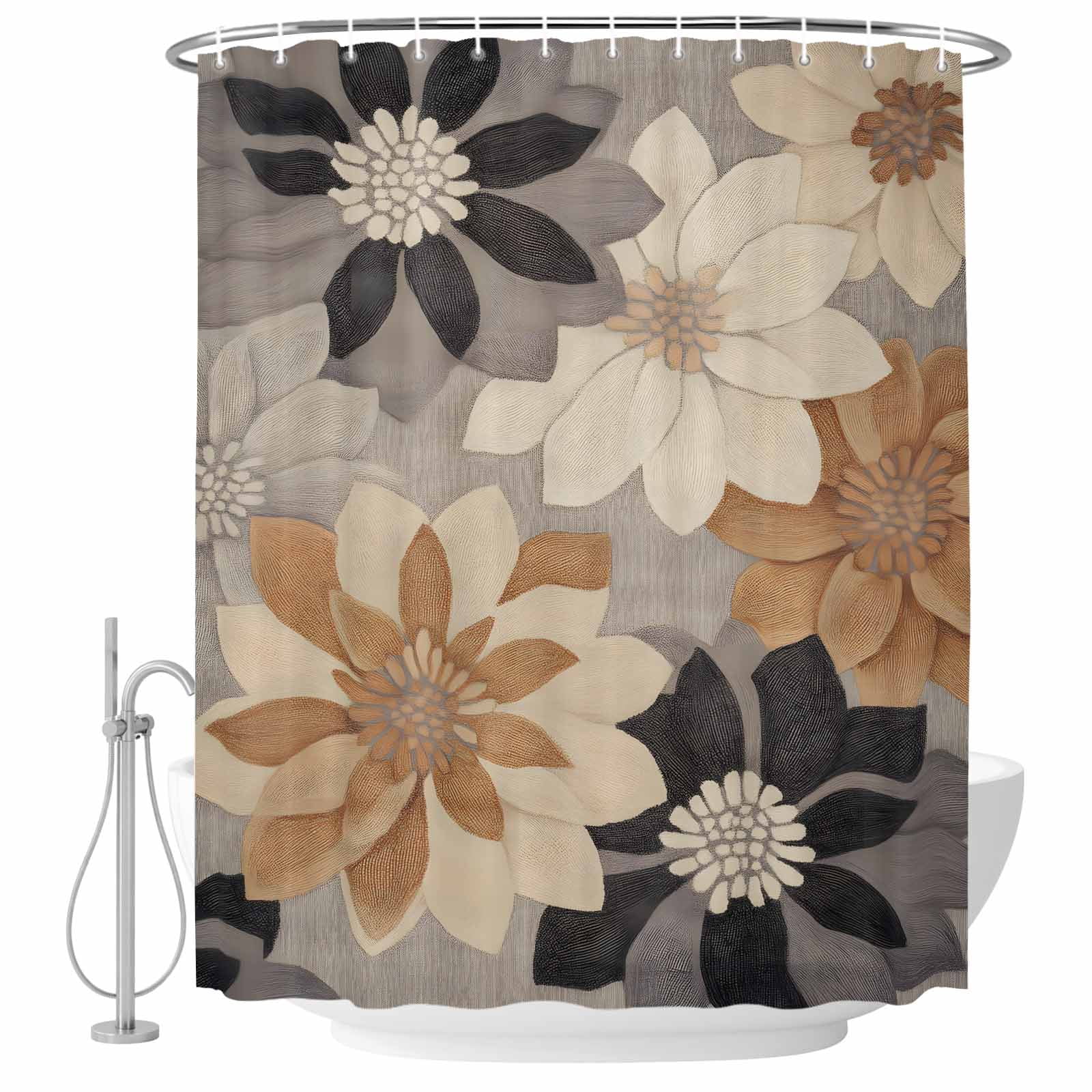 Xipuska Burnt Orange Grey Shower Curtain - Water Repellent Fabric ...