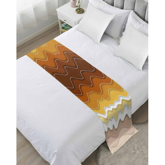 Xipuska Burnt Orange Ombre Stripe Bed Runners for Cal King Size Bed ...