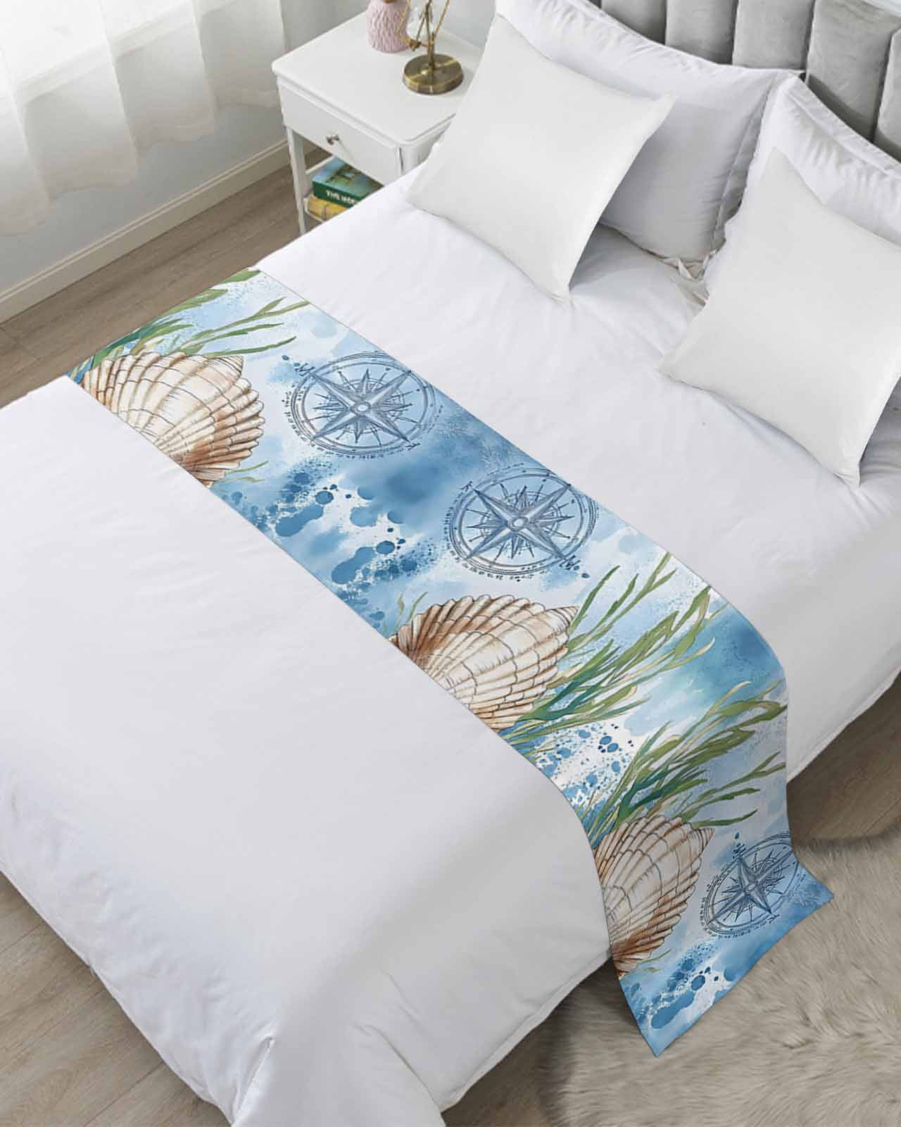 Xipuska Coastal Nautical Bed Runners for Twin Size Bed, Decorative Bed ...