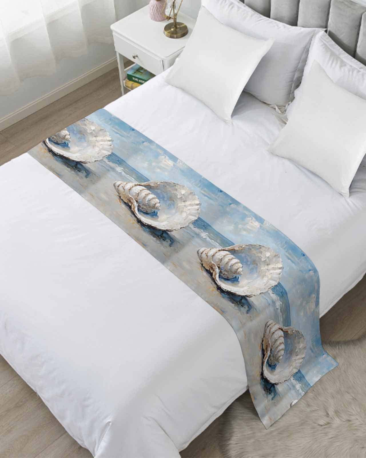 Xipuska Coastal Ocean Shells Bed Runners for King Size Bed, Decorative ...
