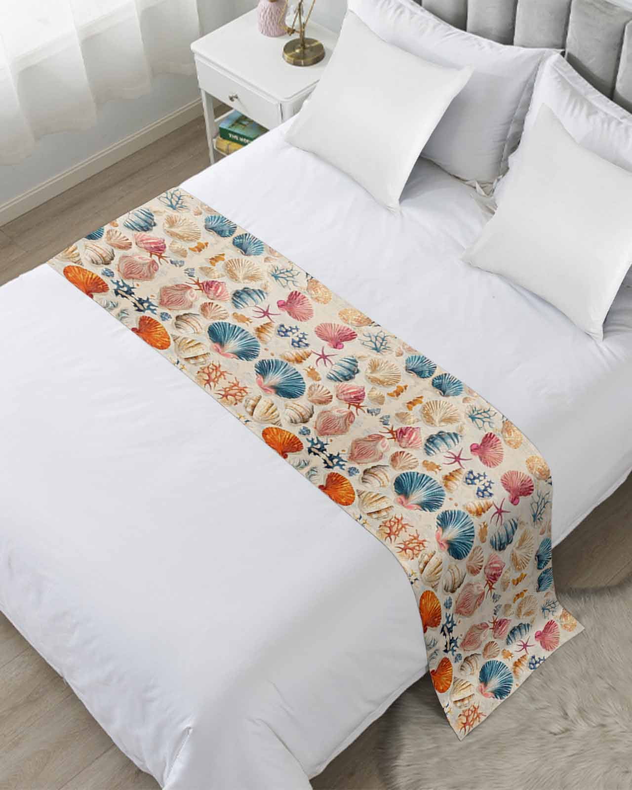 Xipuska Coastal Shell Bed Runners for Twin Size Bed, Decorative Bed ...