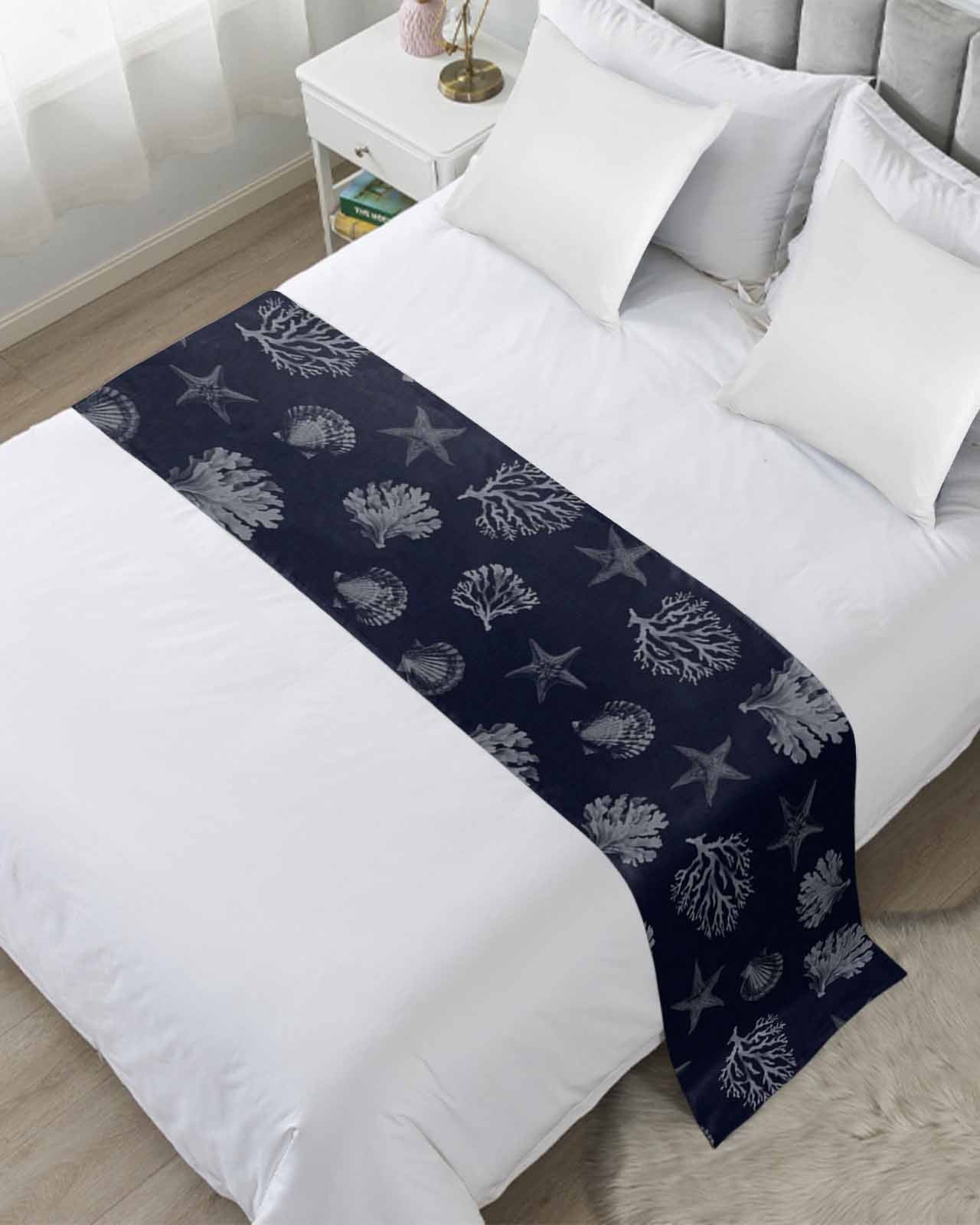 Xipuska Coral Coastal Bed Runners for Queen Size Bed, Decorative Bed ...