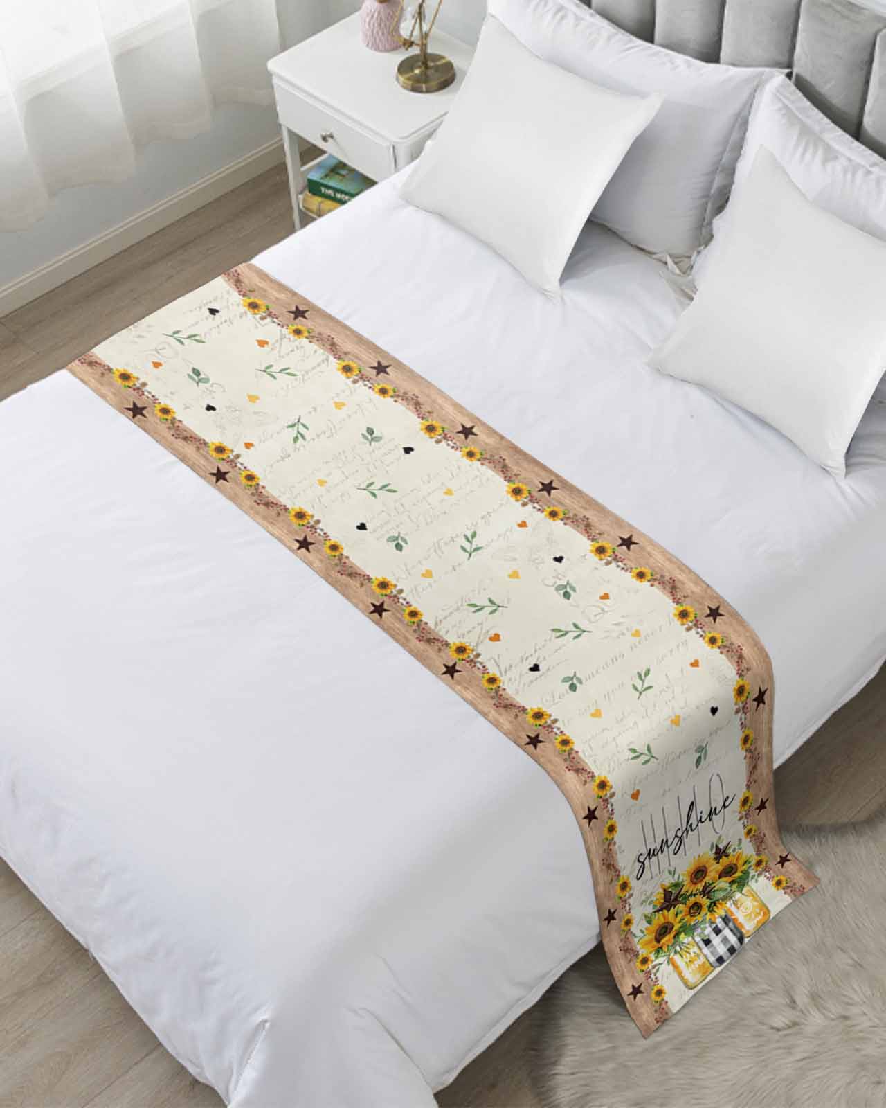 Xipuska Country Star Sunflower Bed Runners for Queen Size Bed ...