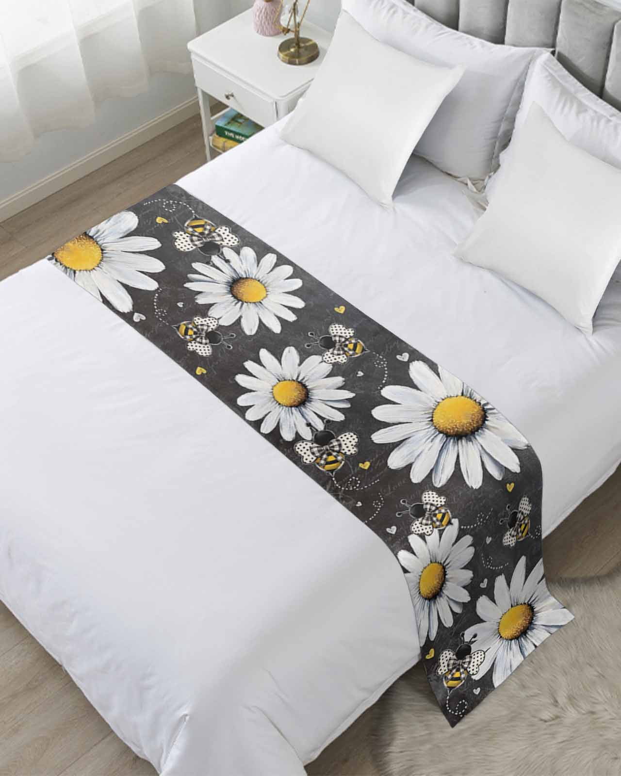 Xipuska Daisy Bee Bed Runners for King Size Bed, Decorative Bed Throws ...