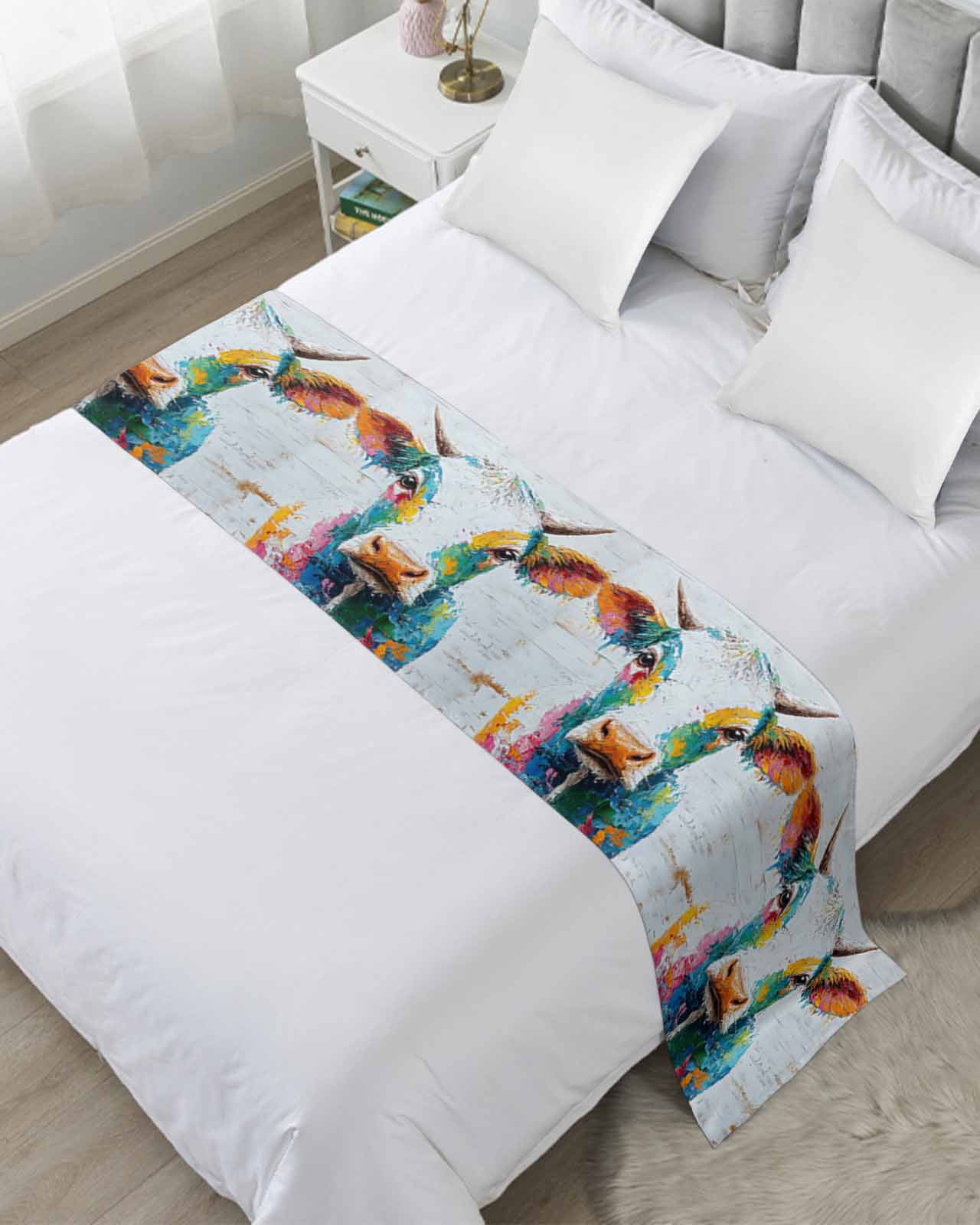 Xipuska Farmhouse Cow Bed Runners for Cal King Size Bed, Decorative Bed ...