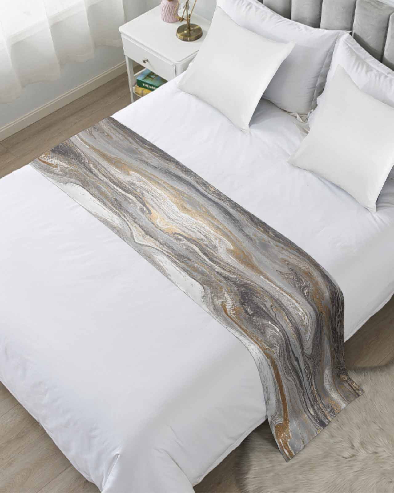 Xipuska Gray Marble Bed Runners for Twin Size Bed, Decorative Bed ...