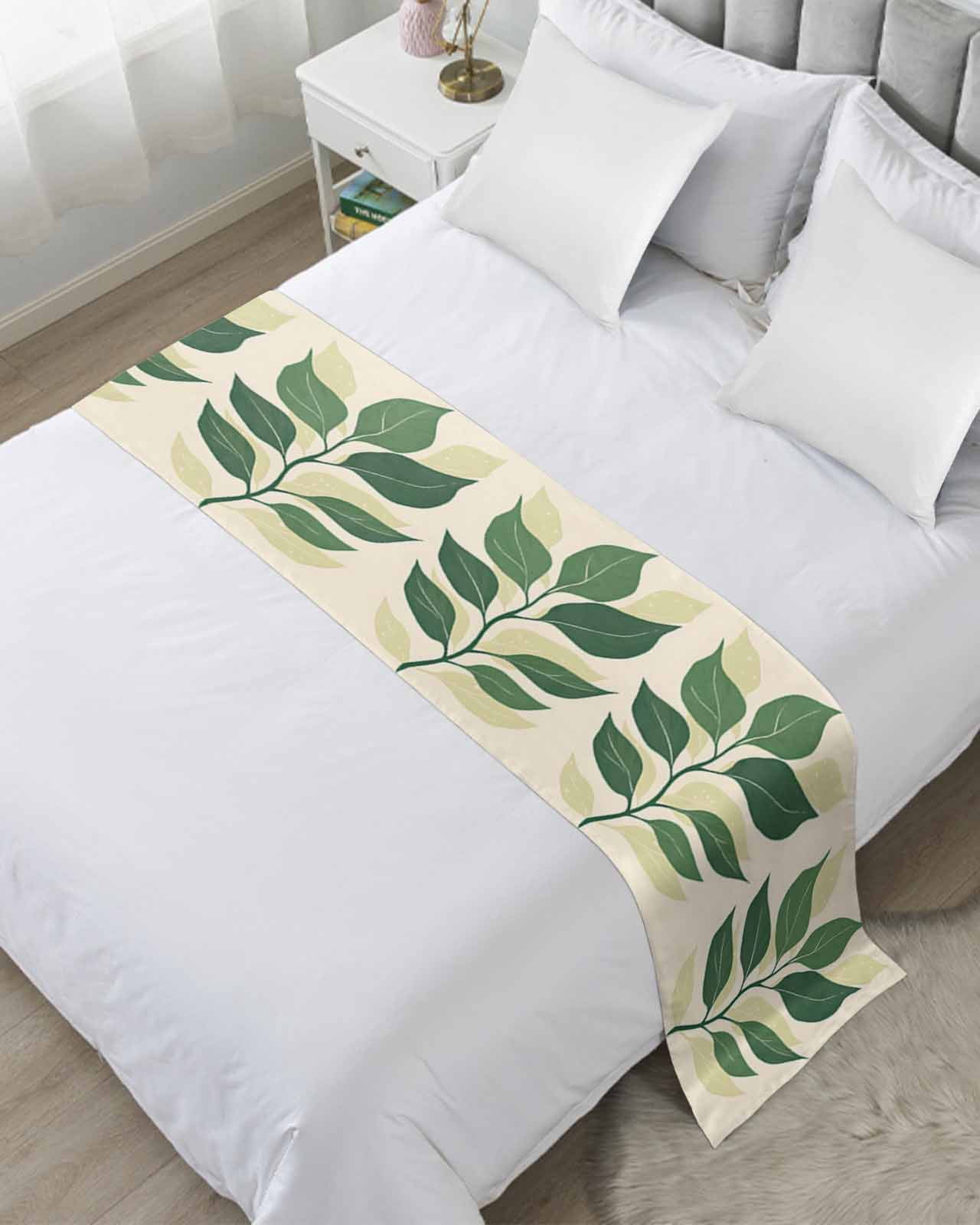 Xipuska Green Botanical Bed Runners for King Size Bed, Decorative Bed ...