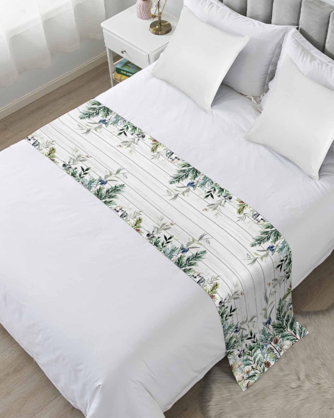 Xipuska Green Christmas Bed Runners for Cal King Size Bed, Decorative ...