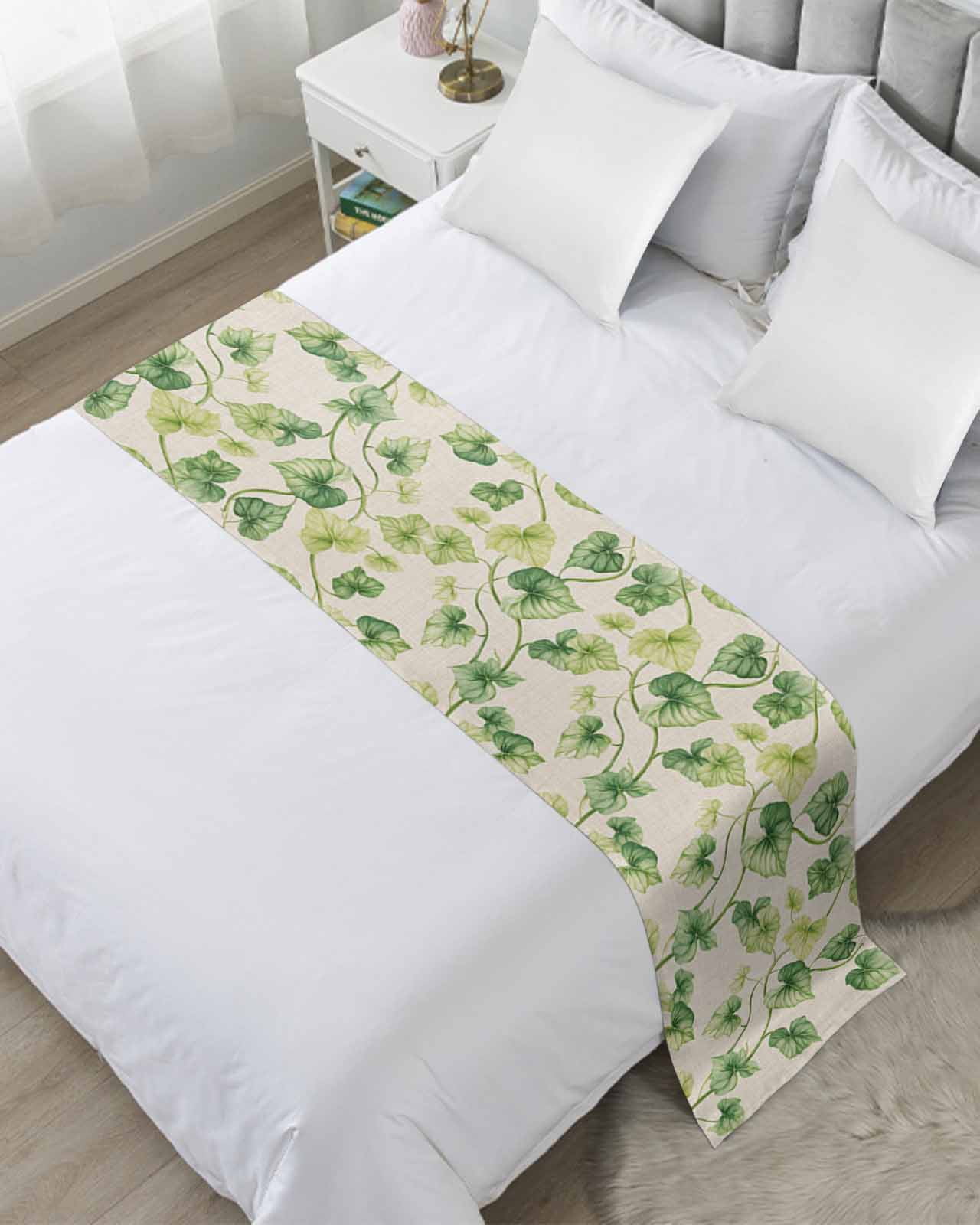 Xipuska Green Leaves Bed Runners for Twin Size Bed, Decorative Bed ...