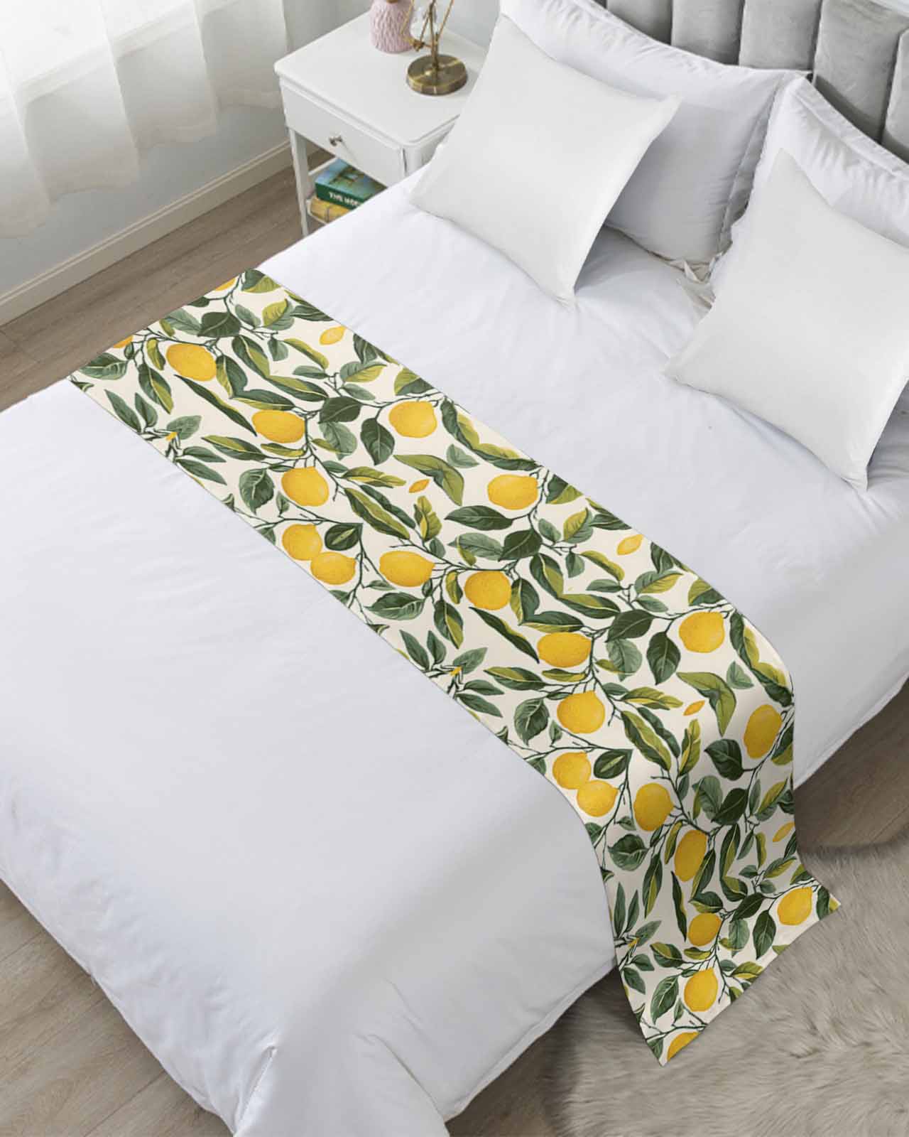 Xipuska Lemon Bed Runners for Queen Size Bed, Decorative Bed Throws for ...