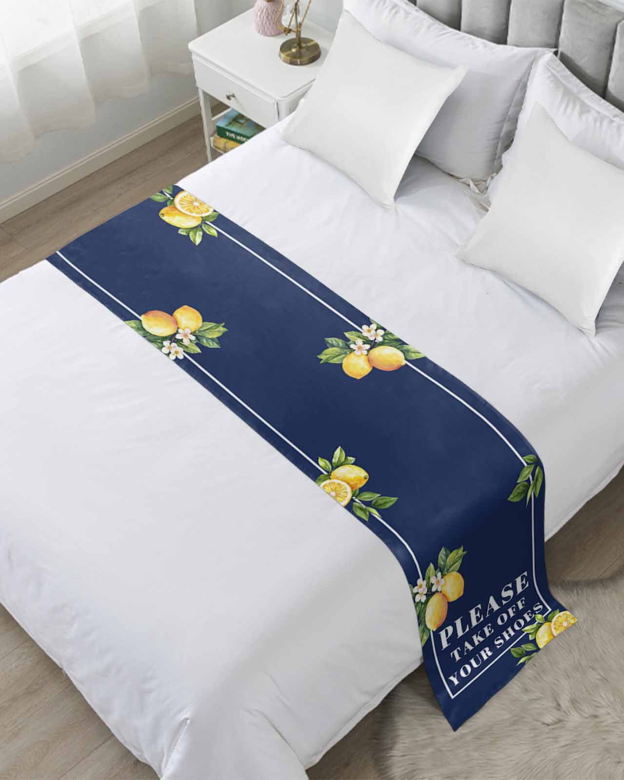 Xipuska Lemon Letter Bed Runners for Queen Size Bed, Decorative Bed ...