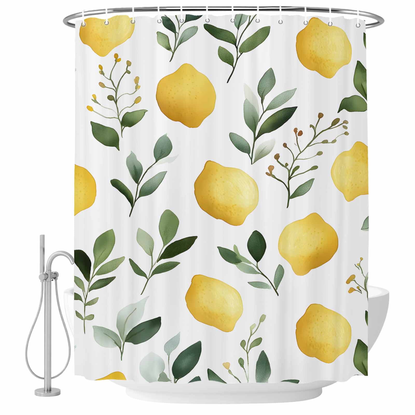 Xipuska Lemon Shower Curtain - Water Repellent Fabric Shower Curtains ...