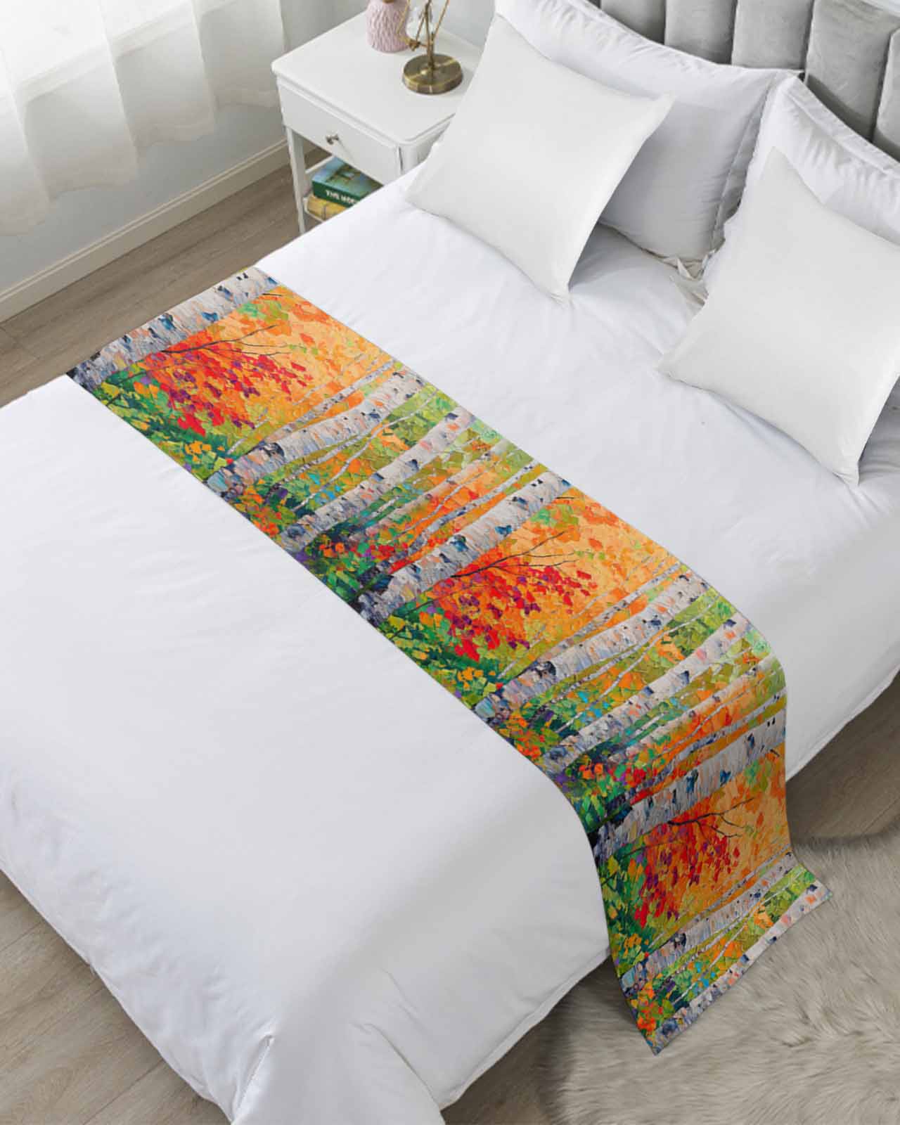 Xipuska Modern Oil Painting Bed Runners for King Size Bed, Decorative ...