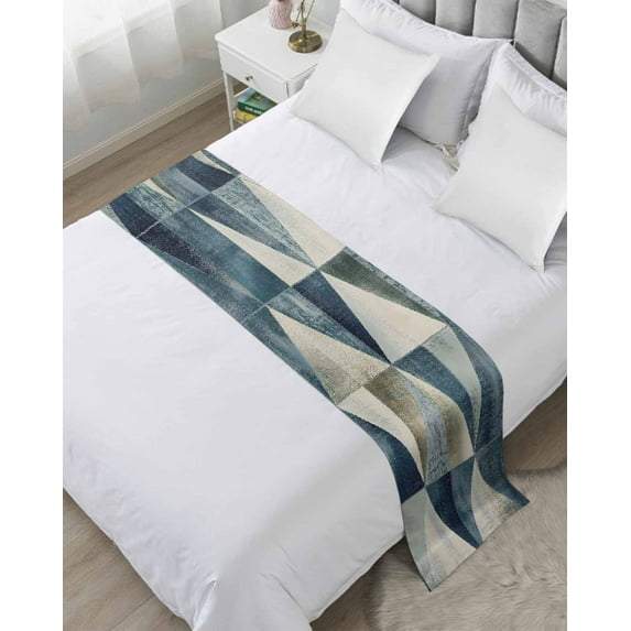 Xipuska Navy Blue Geometric Bed Runners for King Size Bed, Decorative ...