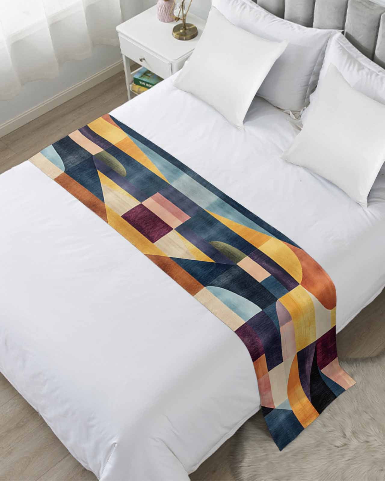 Xipuska Orange Geometric Bed Runners for Twin Size Bed, Decorative Bed ...