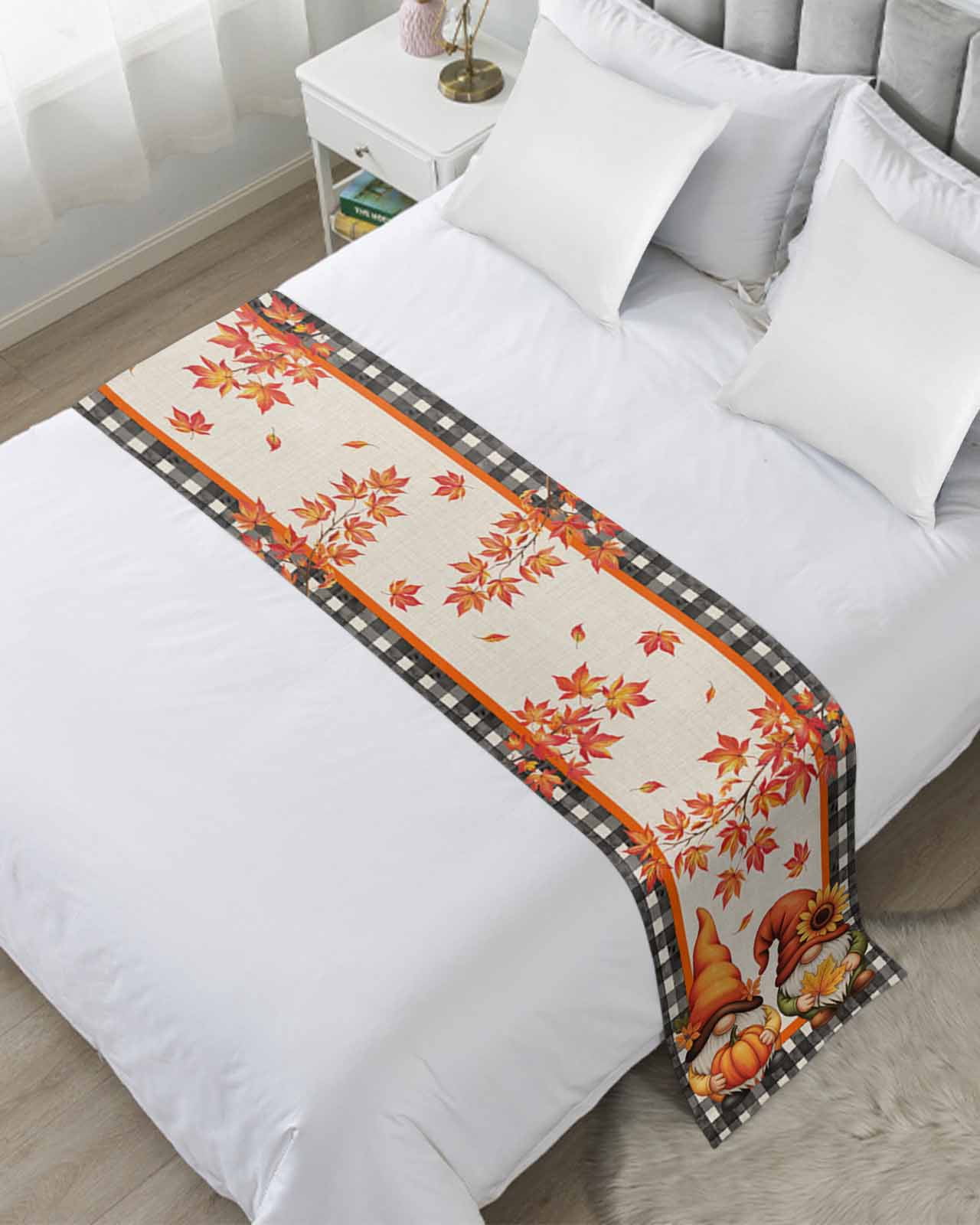Xipuska Orange Gnomes Bed Runners for King Size Bed, Decorative Bed ...