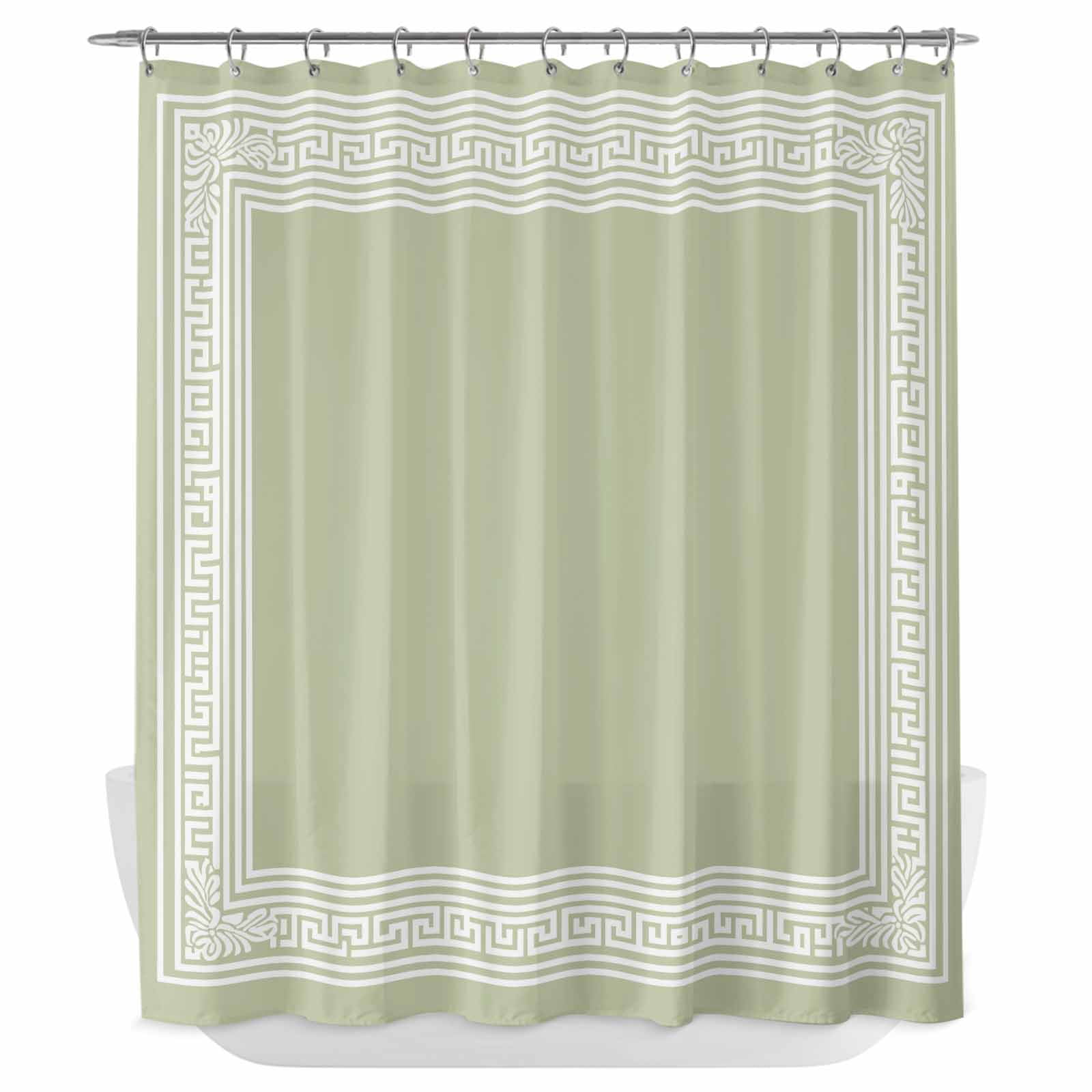 Xipuska Sage Green Greek Key Shower Curtain - Water Repellent Fabric ...