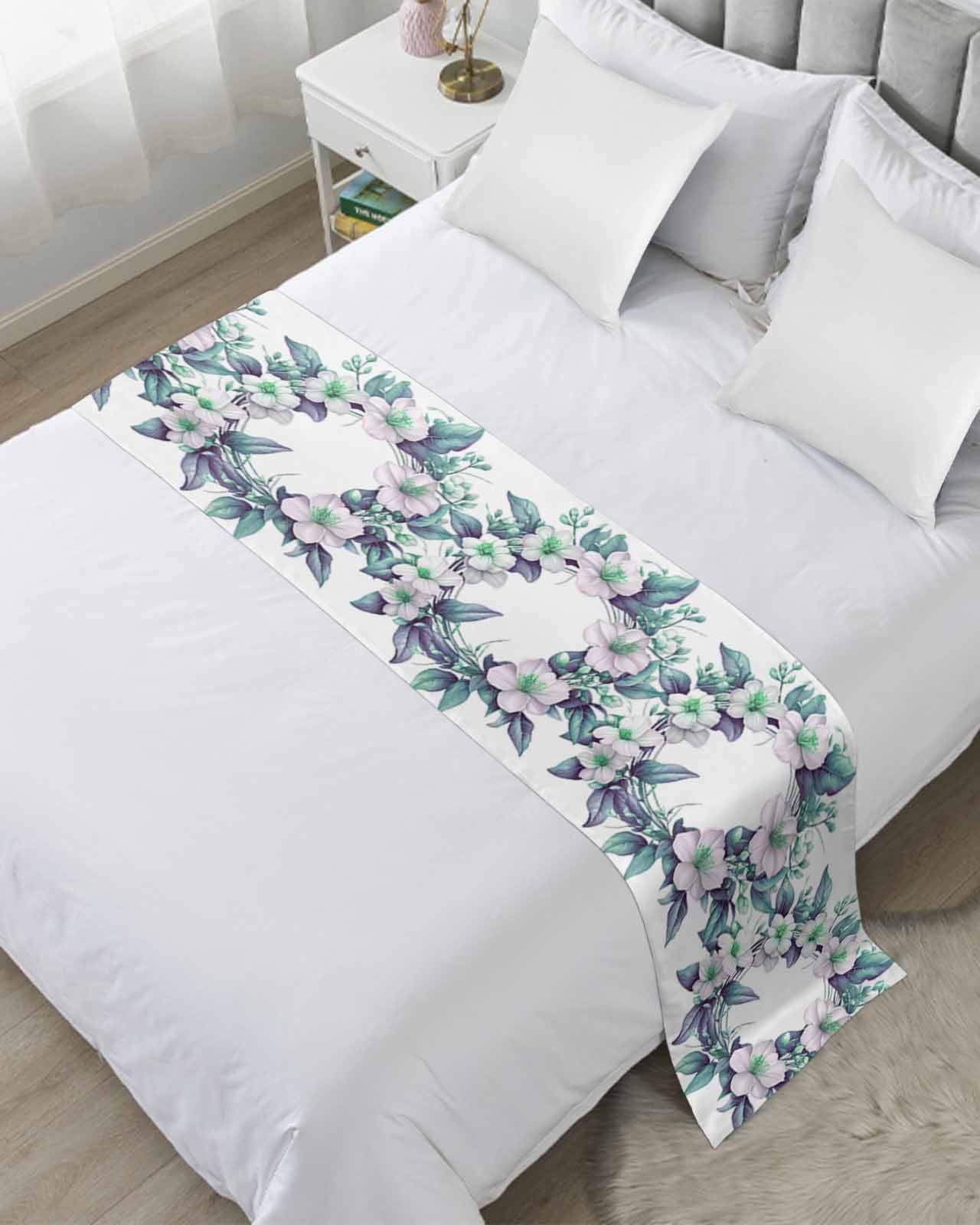 Xipuska Spring Botanical Garden Floral Bed Runners for Queen Size Bed ...