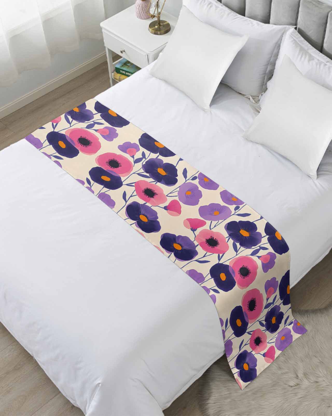Xipuska Spring Floral Bed Runners for Queen Size Bed, Decorative Bed ...