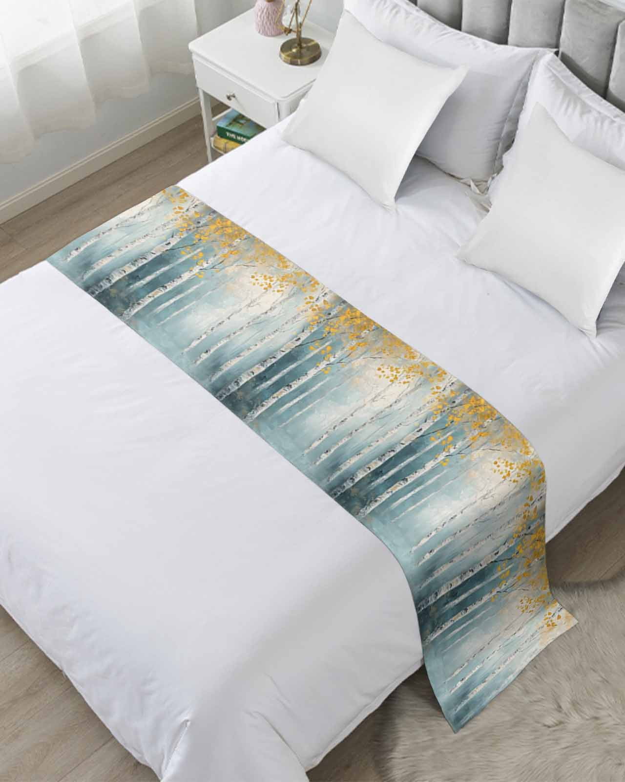 Xipuska Summer Forest Bed Runners for Queen Size Bed, Decorative Bed ...