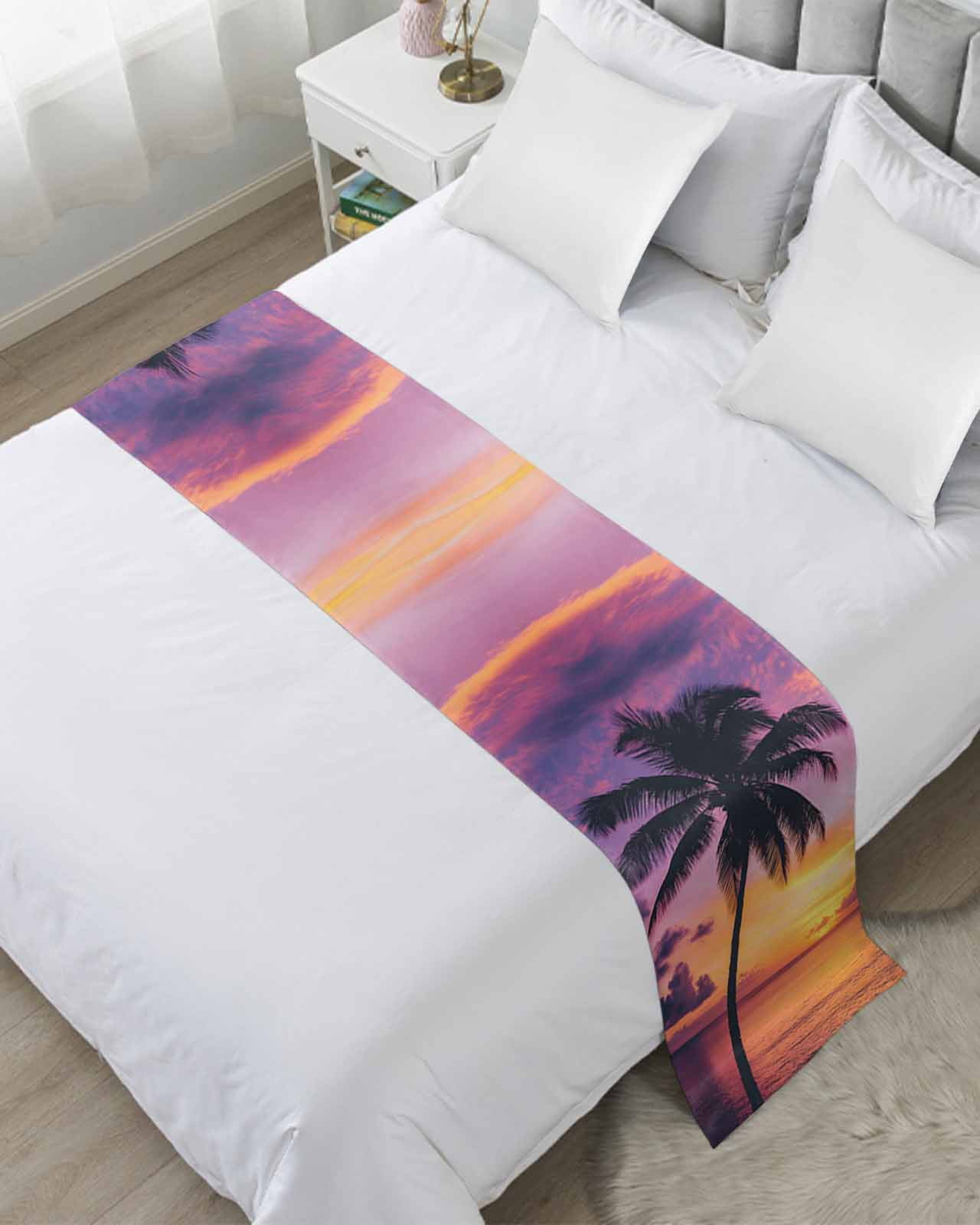 Xipuska Summer Sunset Bed Runners for King Size Bed, Decorative Bed ...