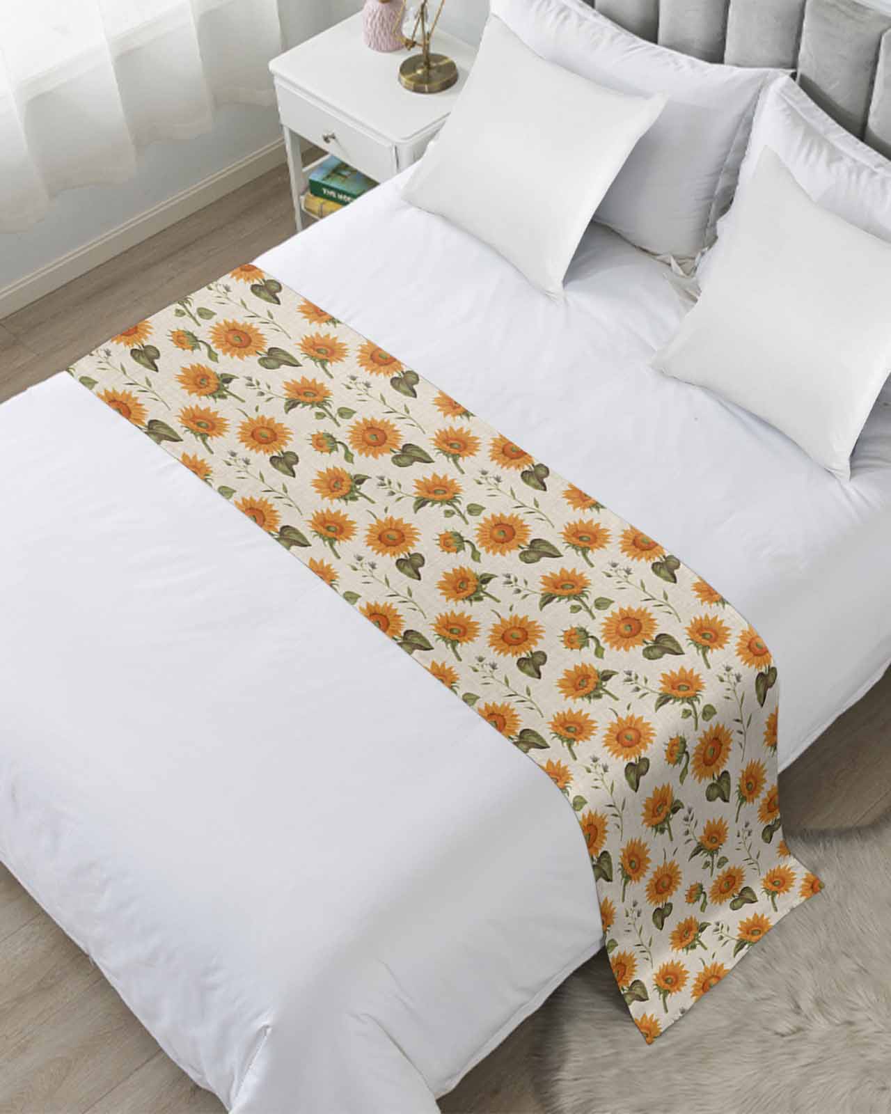 Xipuska Sunflower Autumn Bed Runners for Queen Size Bed, Decorative Bed ...