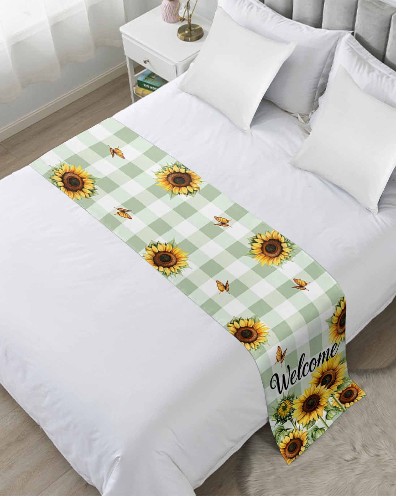 Xipuska Sunflower Bed Runners for Twin Size Bed, Decorative Bed Throws ...