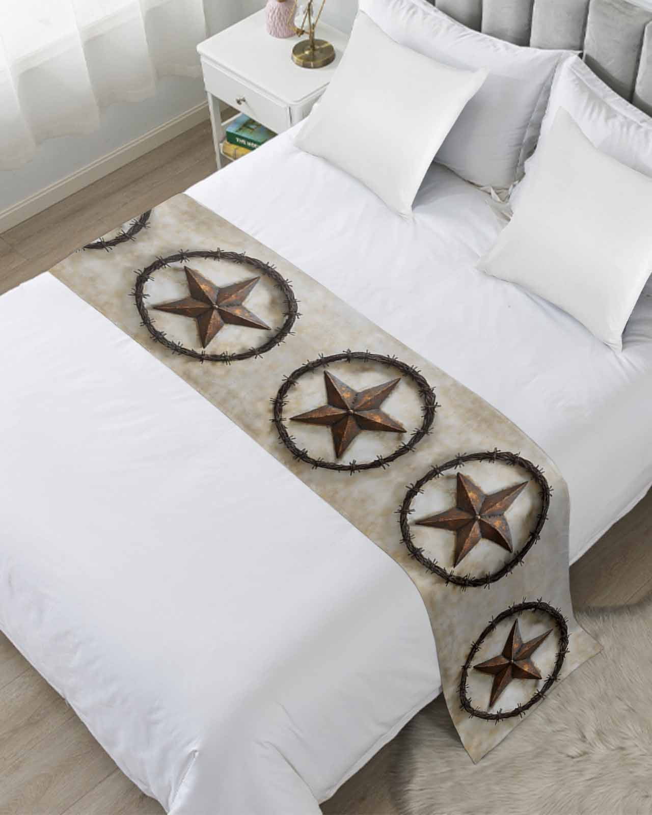 Xipuska Texas Star Retro Bed Runners for Queen Size Bed, Decorative Bed ...