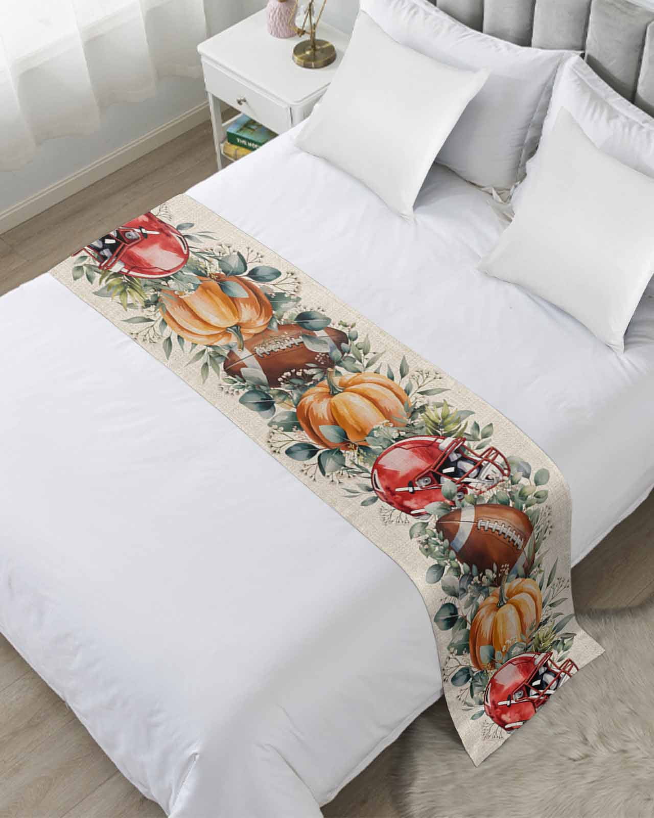 Xipuska Thanksgiving Bed Runners for Queen Size Bed, Decorative Bed ...
