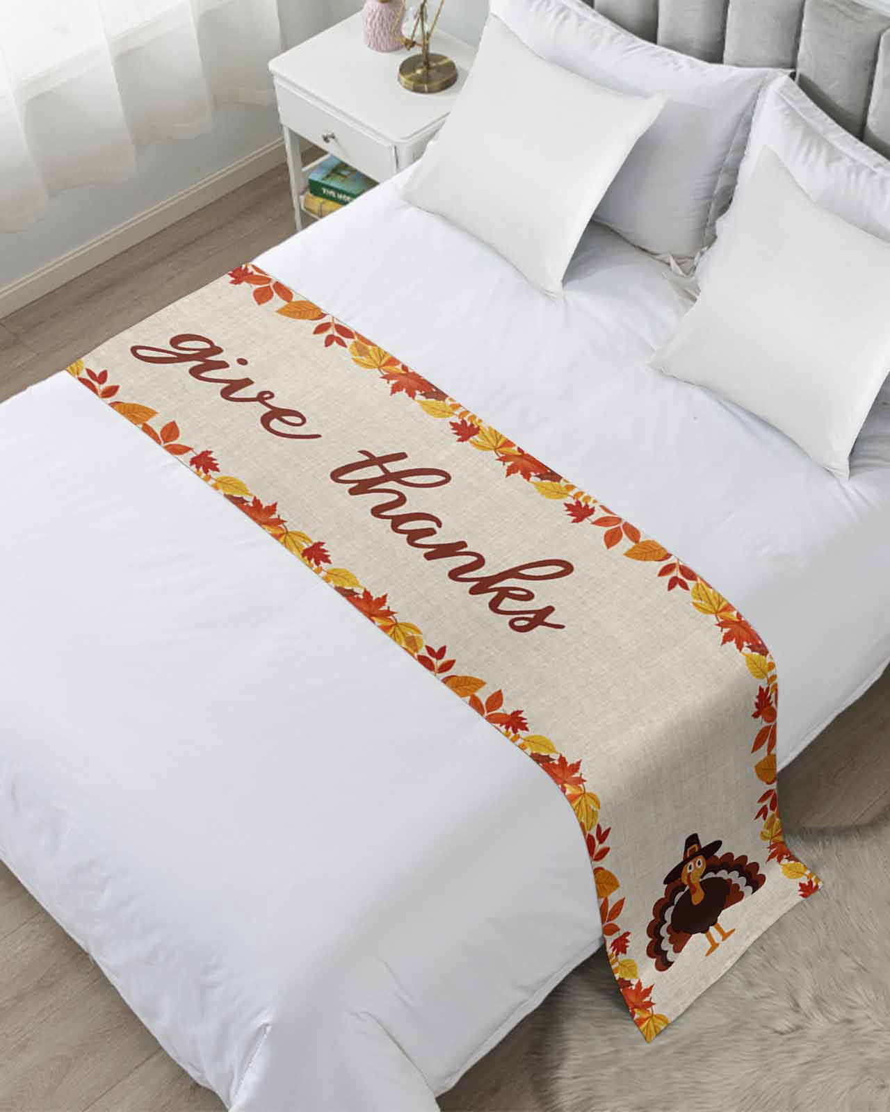 Xipuska Thanksgiving Turkey Bed Runners for King Size Bed, Decorative ...