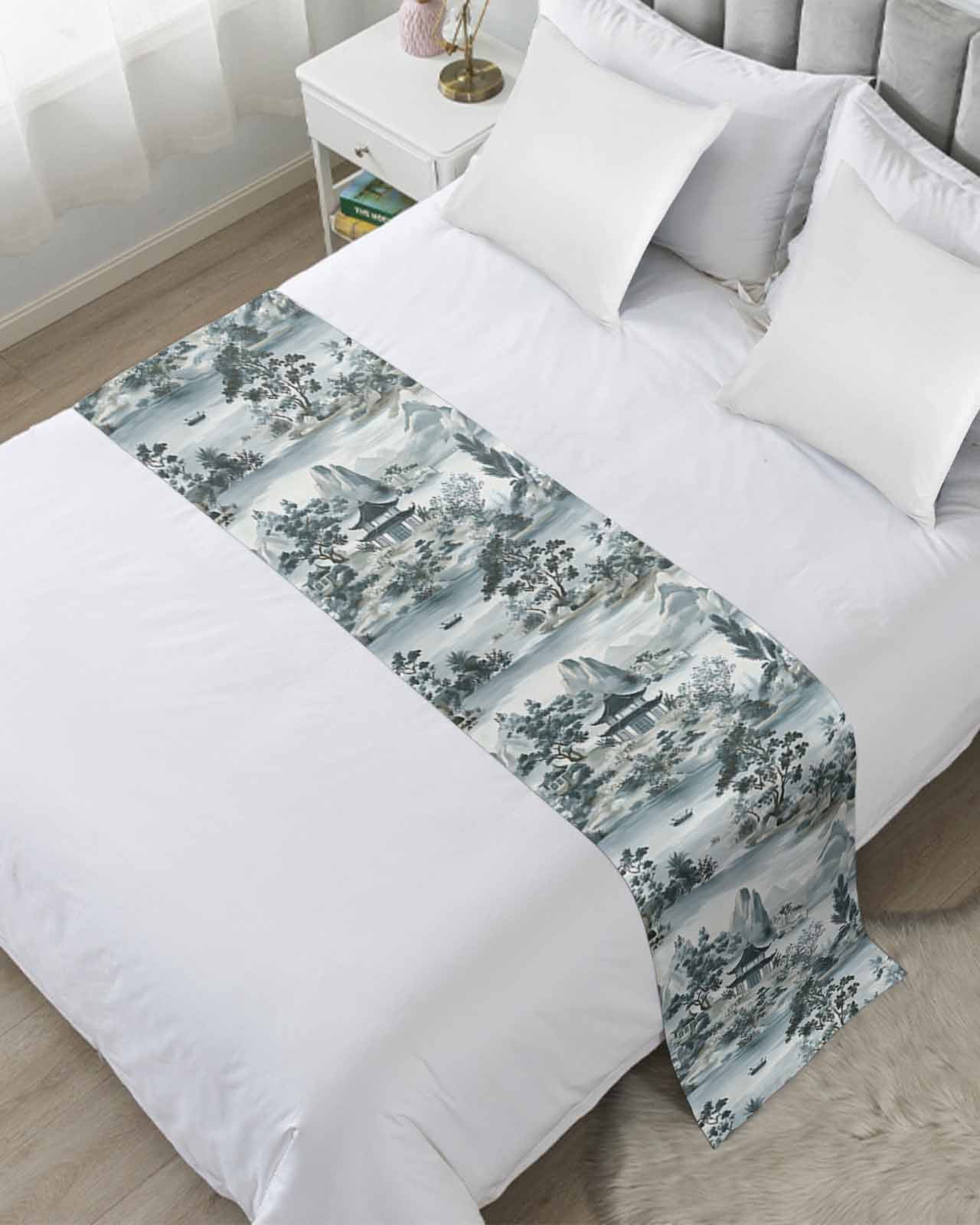 Xipuska Vintage Garden Bed Runners for Cal King Size Bed, Decorative ...