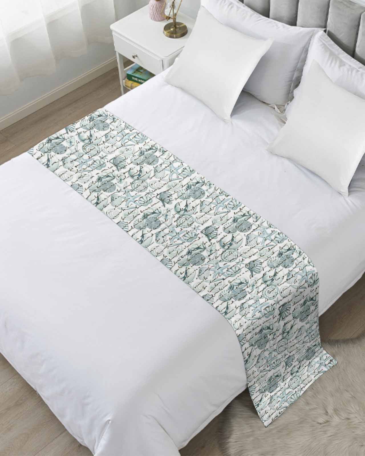 Xipuska Vintage Green Coastal Bed Runners for King Size Bed, Decorative ...