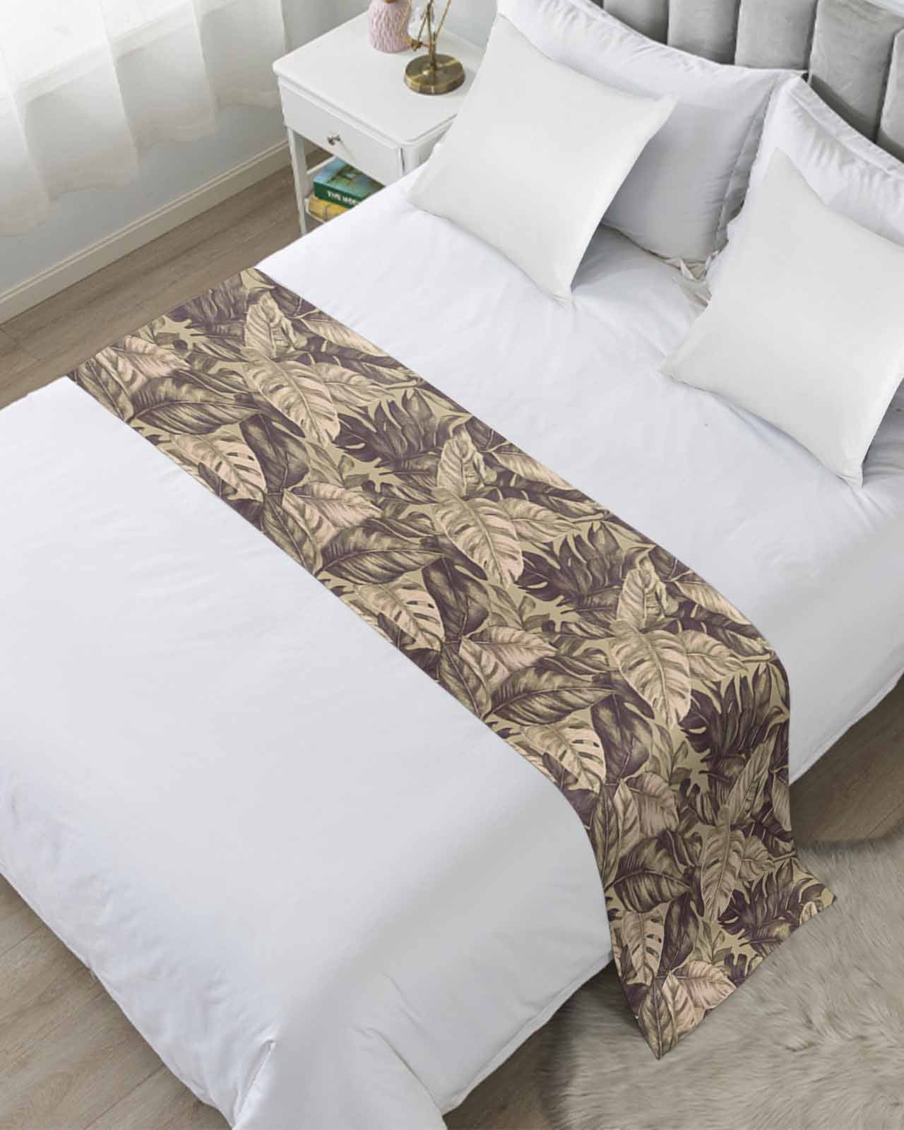 Xipuska Vintage Palm Leaves Bed Runners for Queen Size Bed, Decorative ...