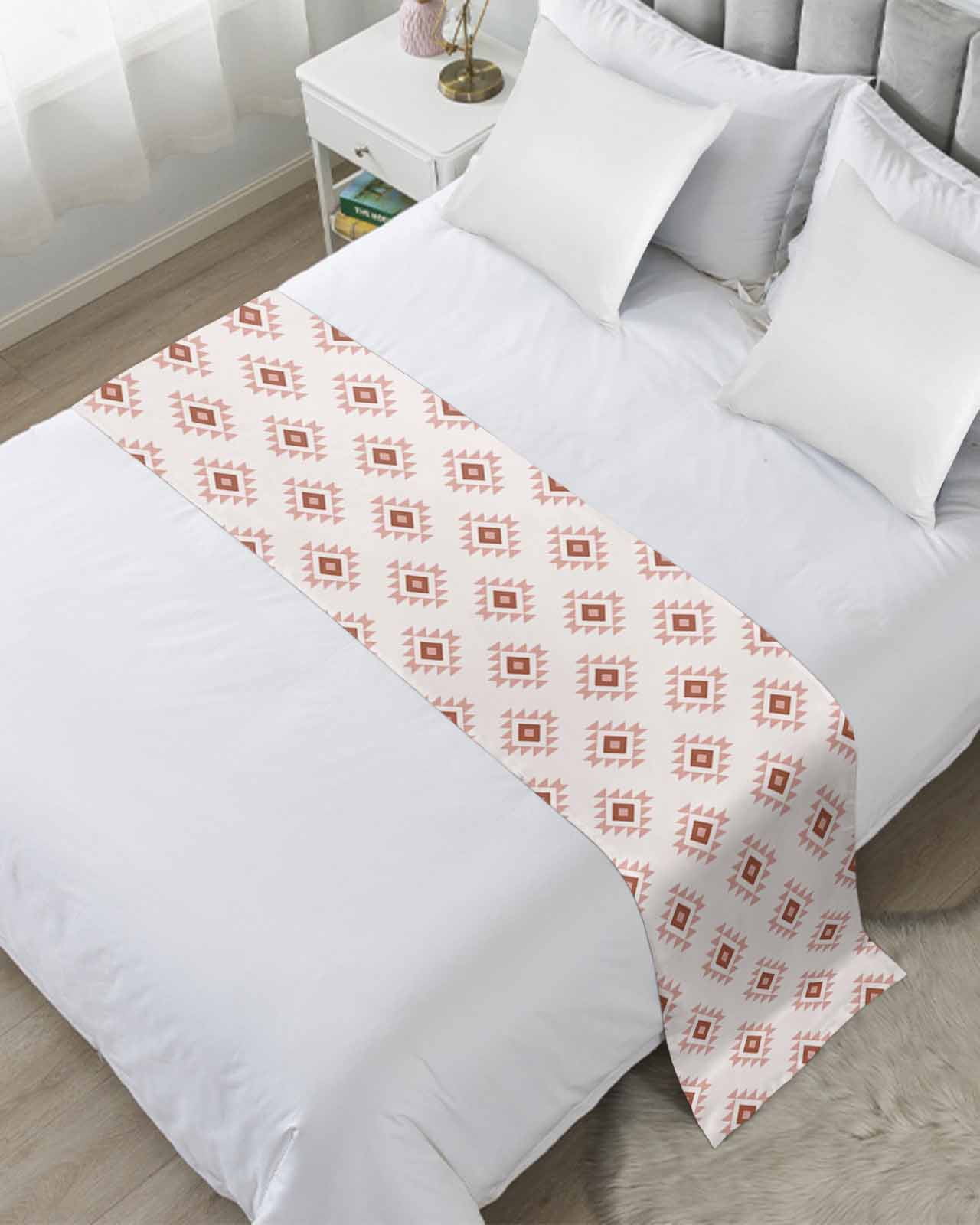 Xipuska White Boho Geometric Bed Runners for King Size Bed, Decorative ...